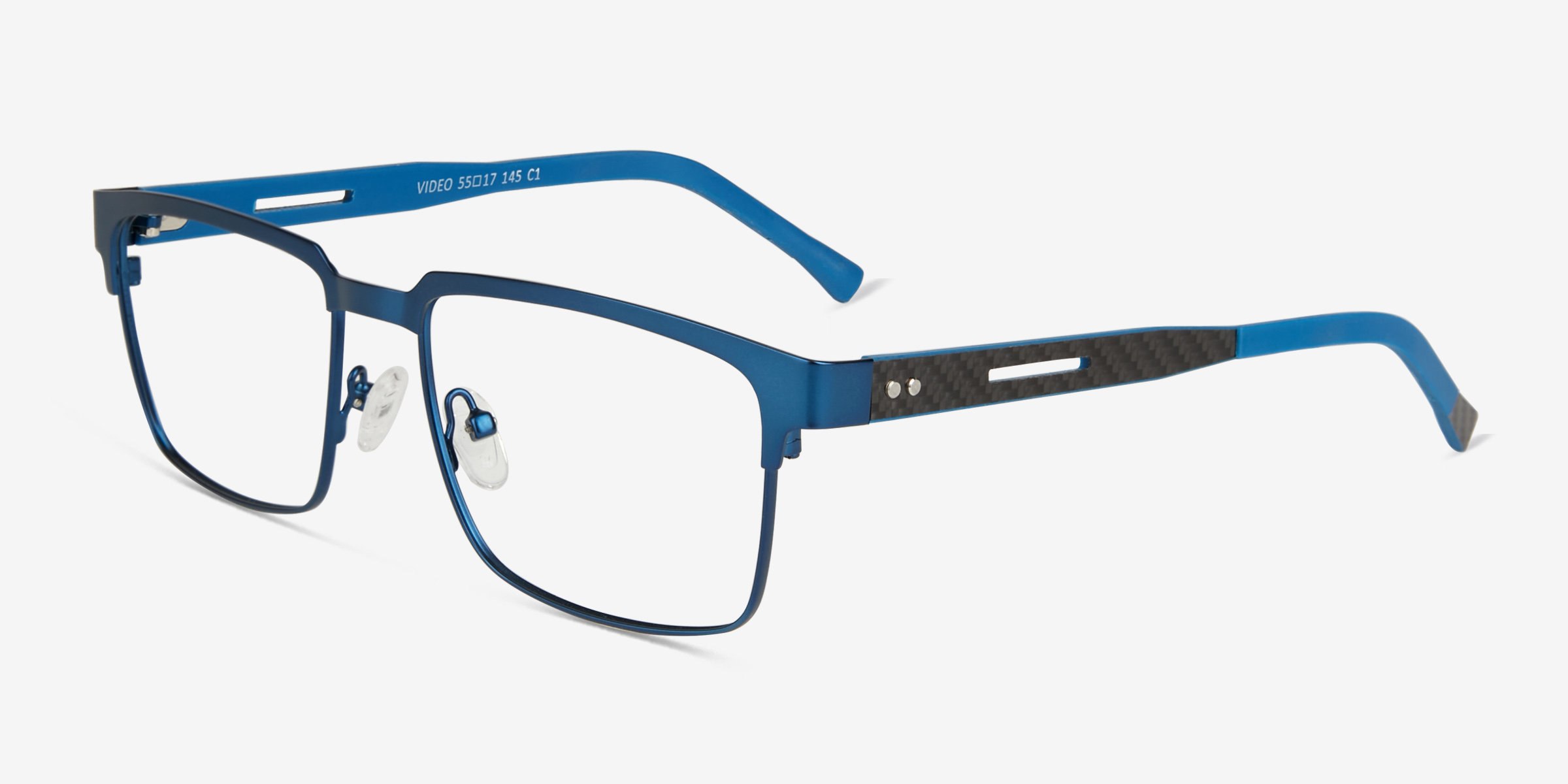 Video Rectangle Matte Blue Glasses for Men | Eyebuydirect