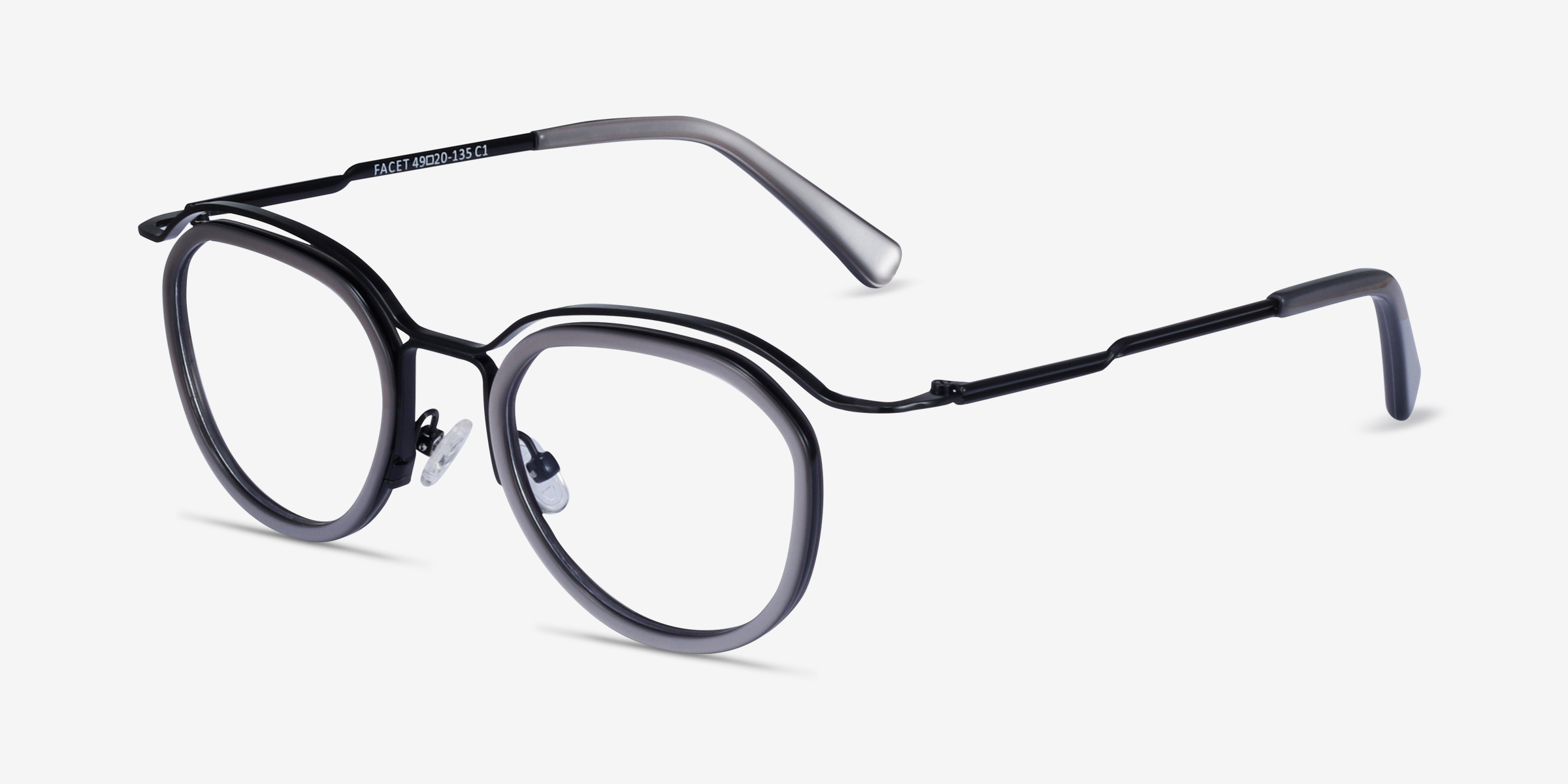 Facet Round Gray Black Glasses for Women | Eyebuydirect