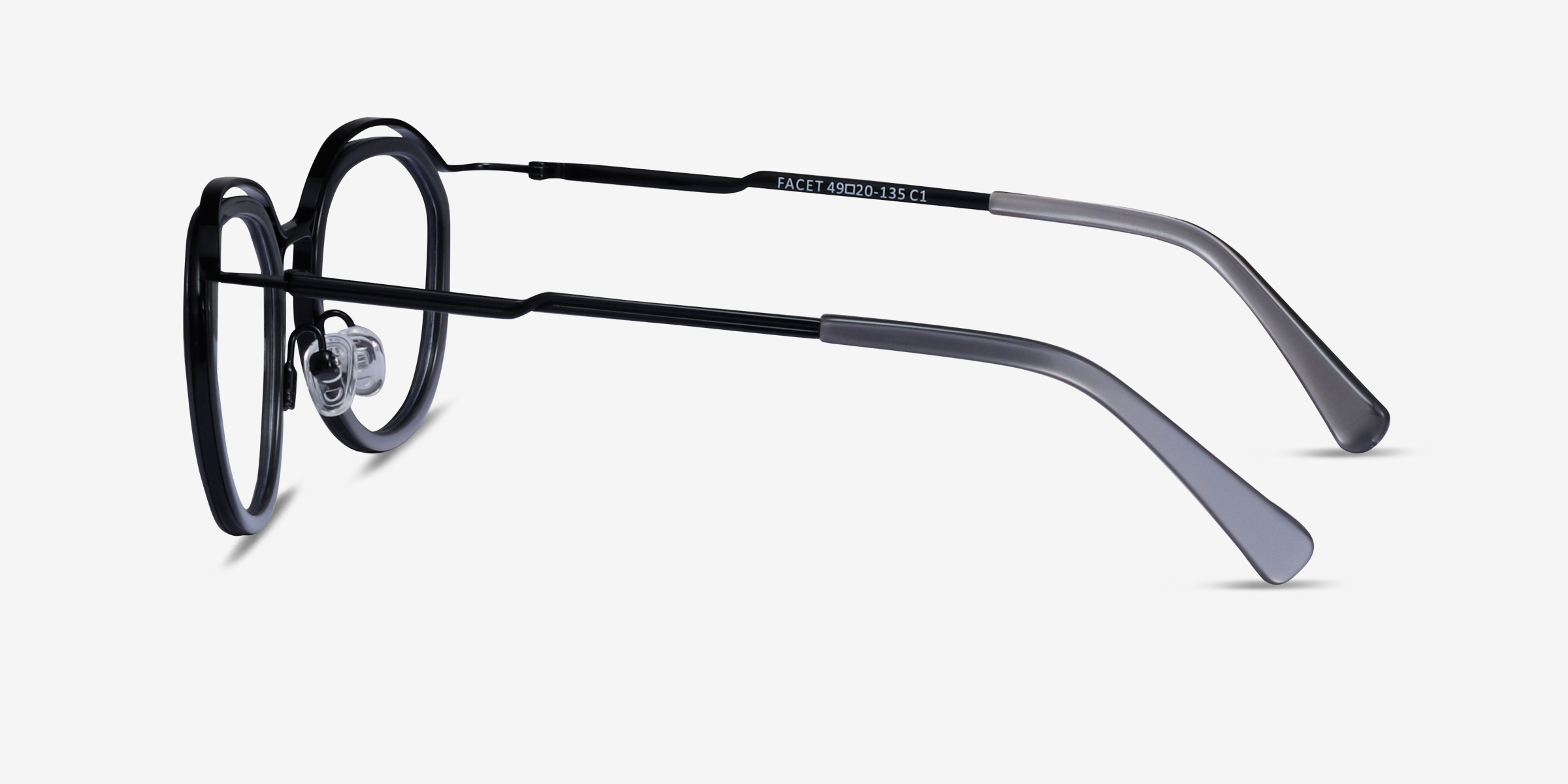 Facet Round Gray Black Glasses for Women | Eyebuydirect