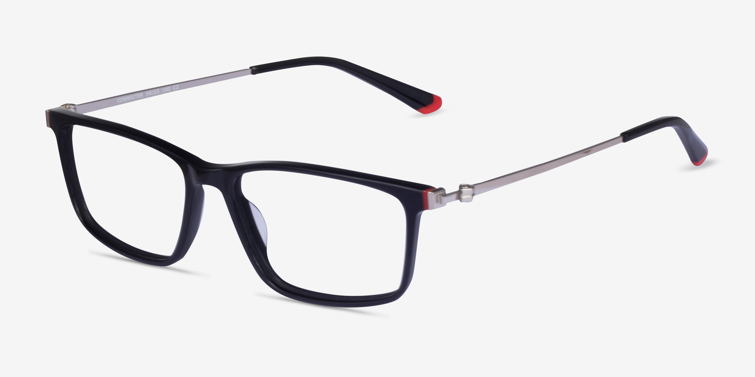Commuter Rectangle Black Red Gold Full Rim Eyeglasses | Eyebuydirect Canada
