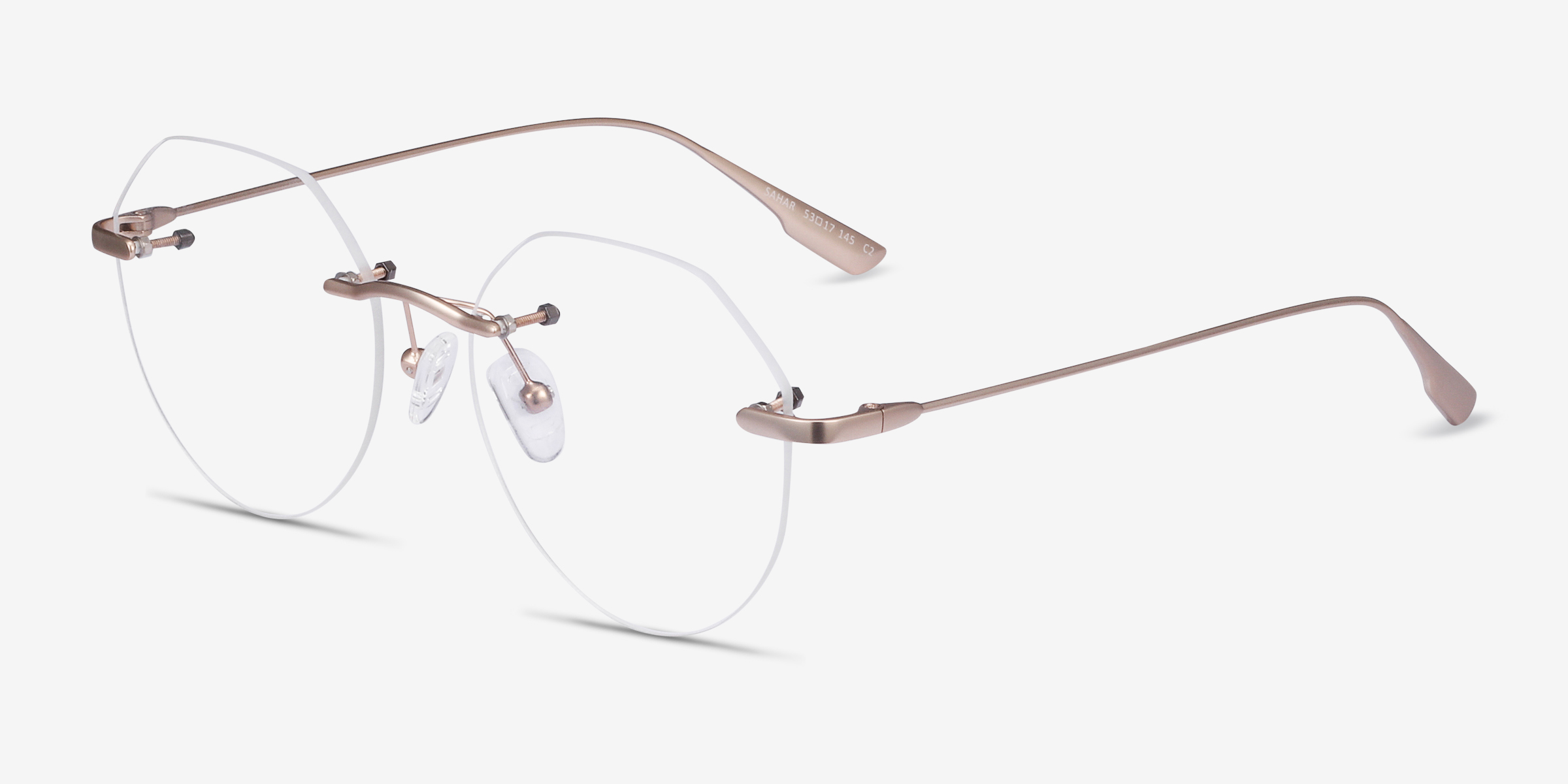 Sahar Geometric Gold Rimless Eyeglasses | Eyebuydirect