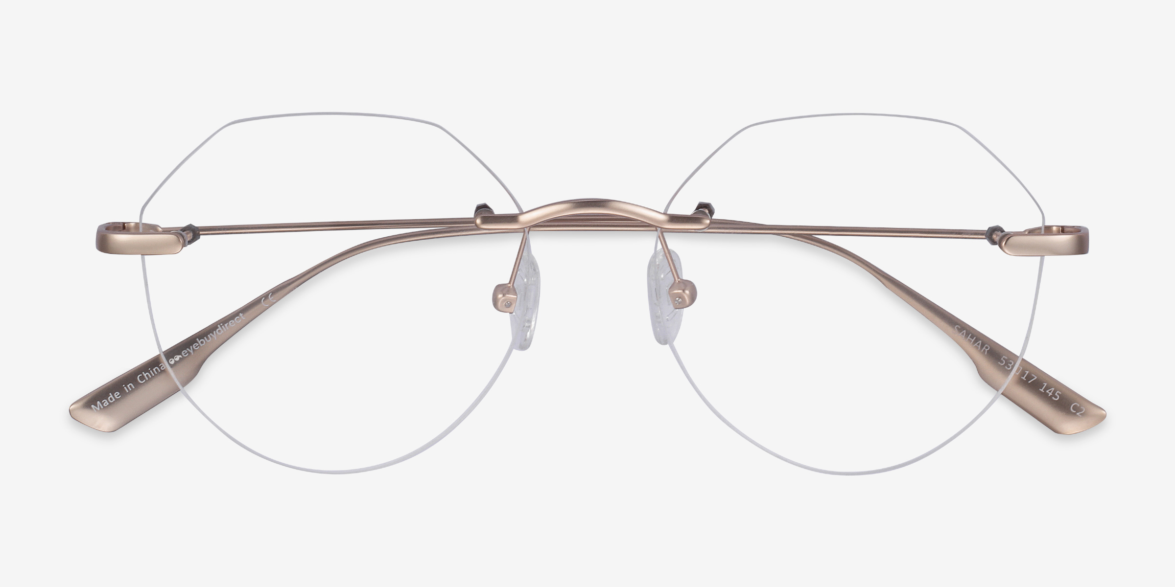Sahar Geometric Gold Rimless Eyeglasses | Eyebuydirect