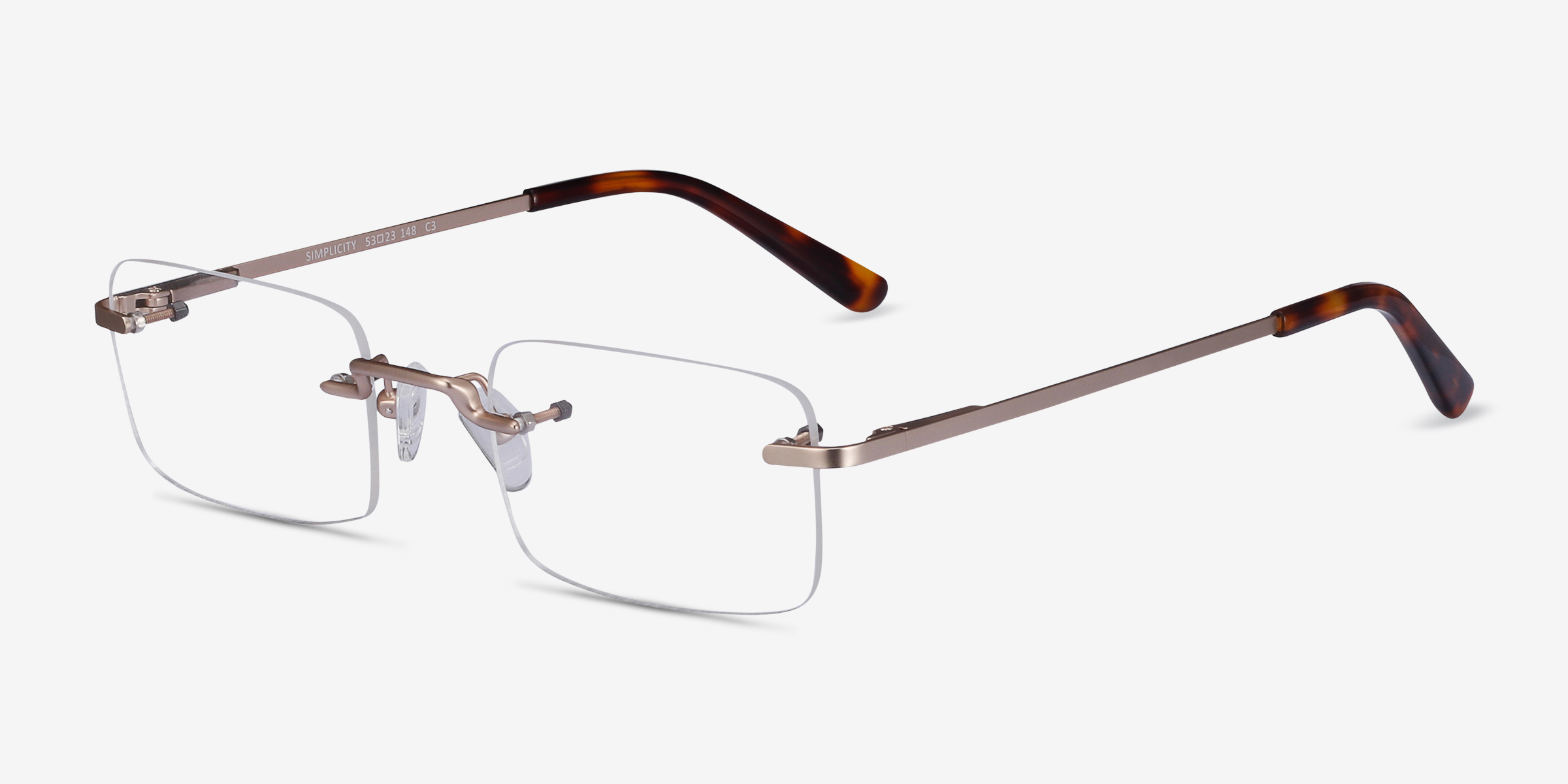Simplicity Rectangle Gold Rimless Eyeglasses | Eyebuydirect