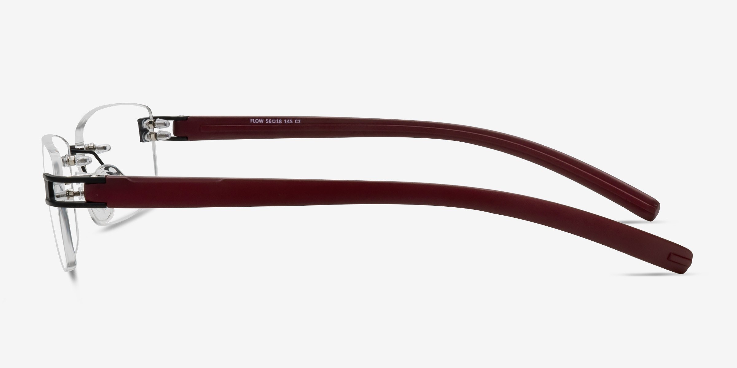 Flow Rectangle Black Burgundy Rimless Eyeglasses | Eyebuydirect