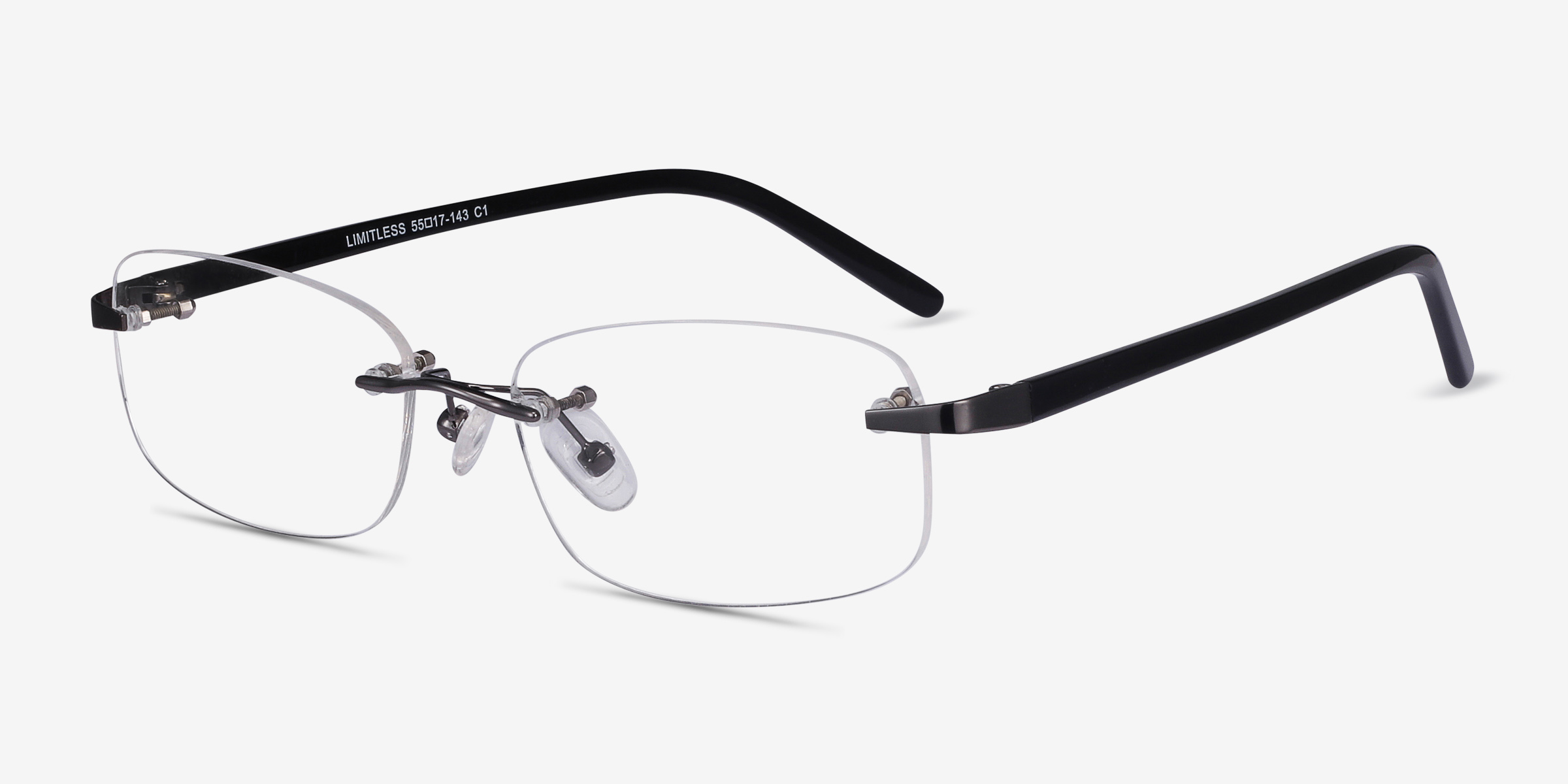 Limitless Rectangle Gunmetal Rimless Eyeglasses | Eyebuydirect