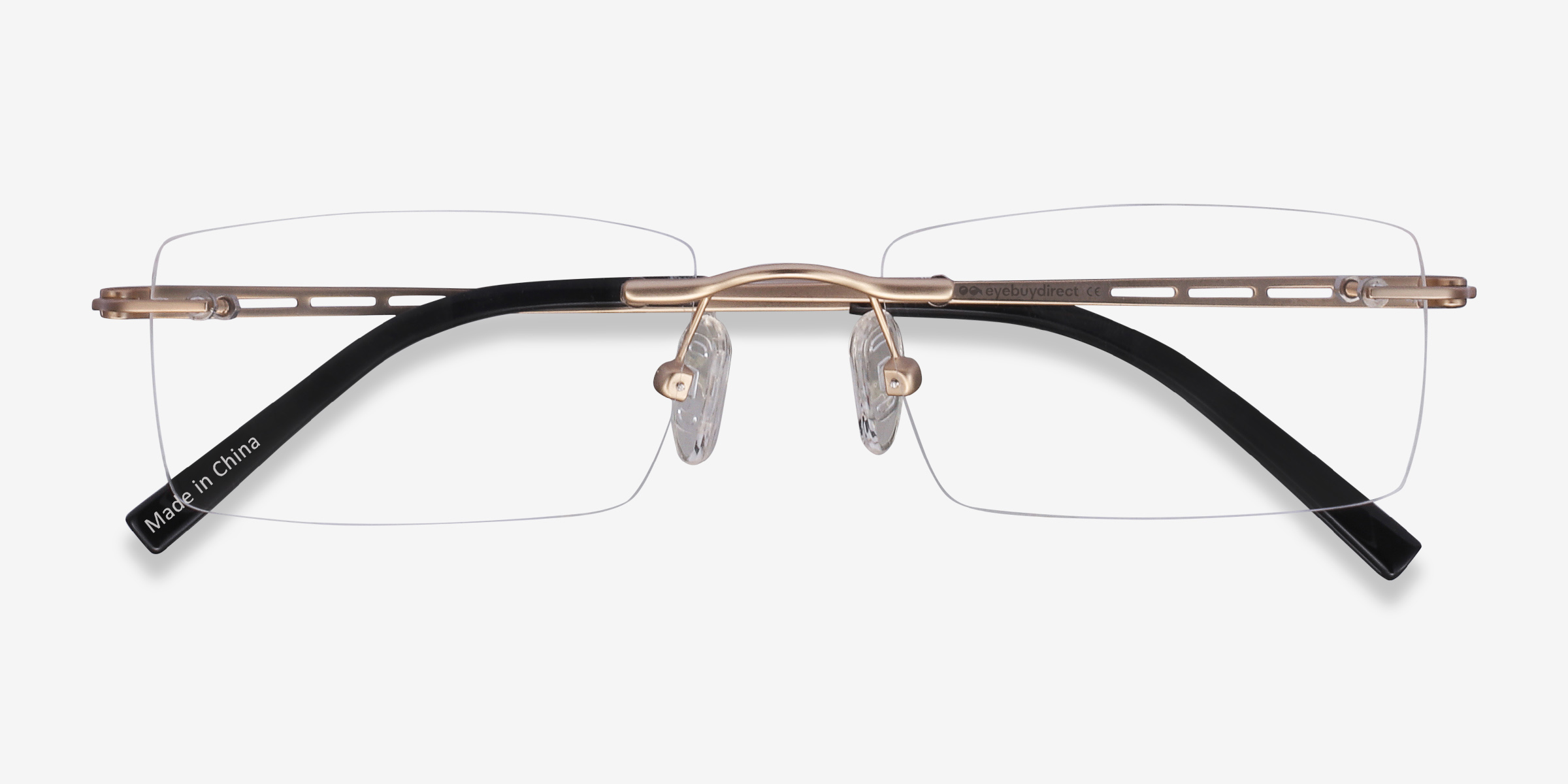 Percy Rectangle Light Golden Rimless Eyeglasses | Eyebuydirect Canada