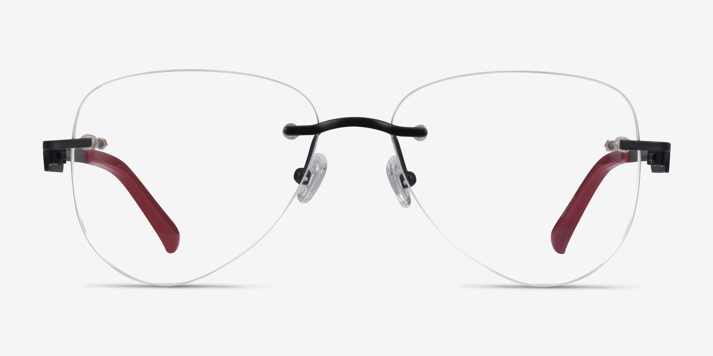 Ride Aviator Black Burgundy Rimless Eyeglasses | Eyebuydirect