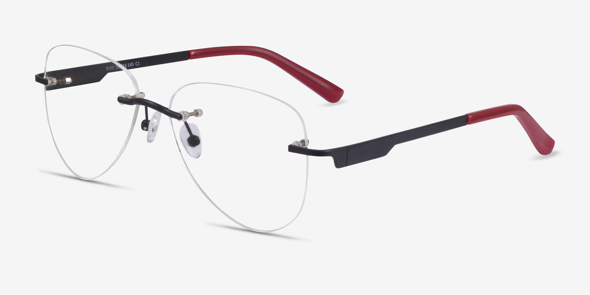 Ride Aviator Black Burgundy Rimless Eyeglasses | Eyebuydirect