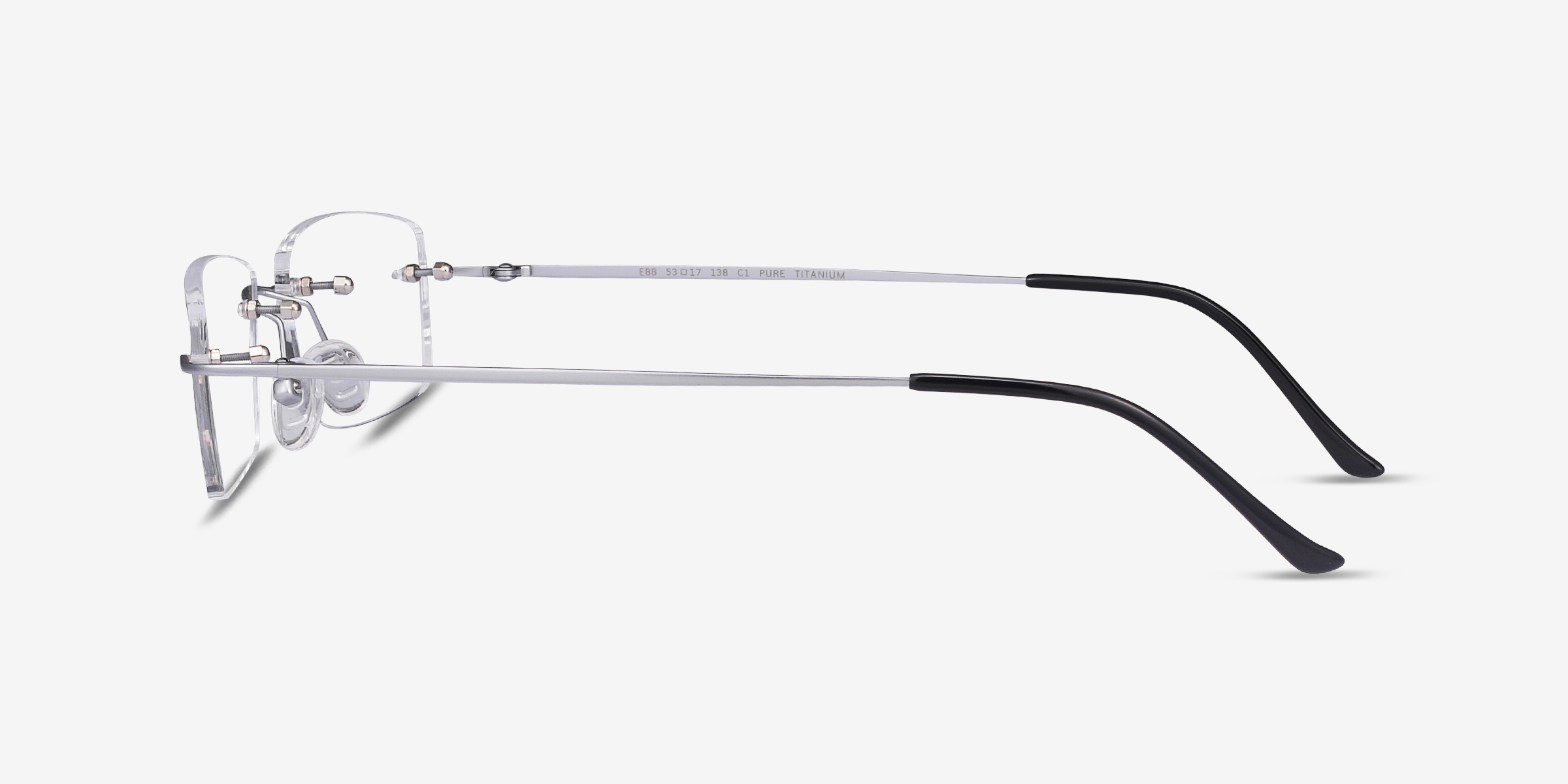 Ebb Rectangle Silver Rimless Eyeglasses | Eyebuydirect