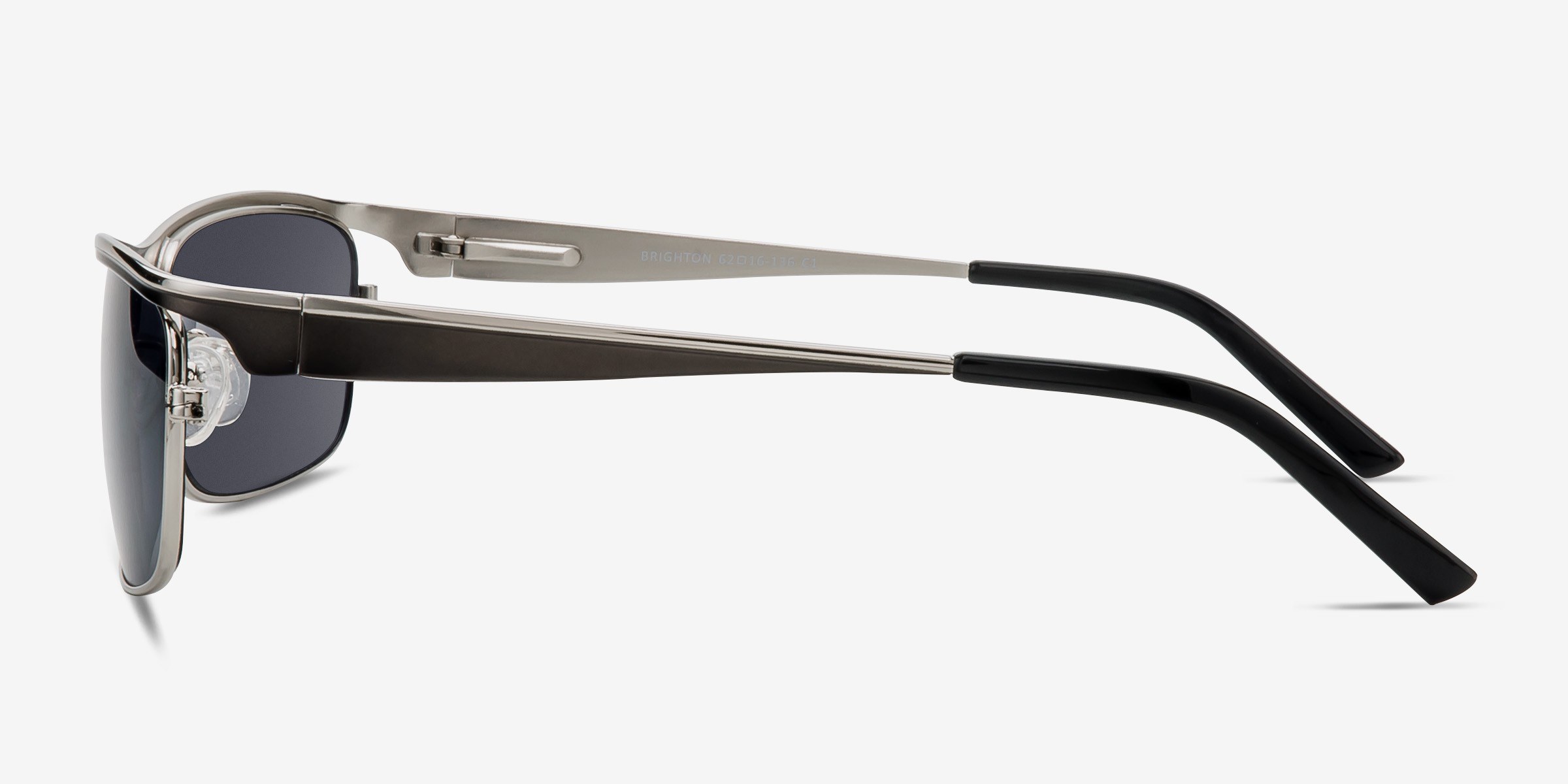 Brighton - Rectangle Silver & Black Frame Sunglasses For Men | Eyebuydirect