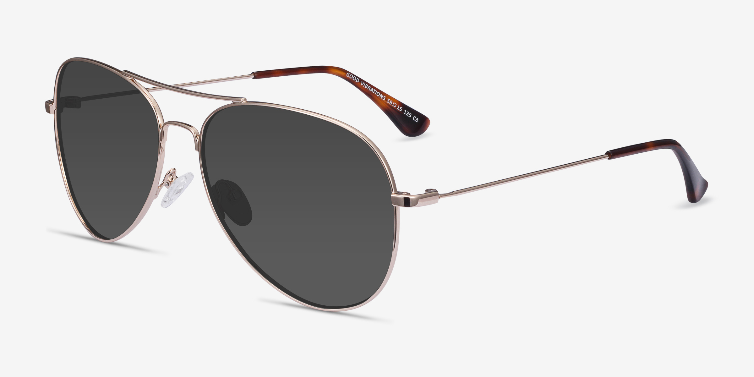 Good Vibrations - Aviator Gold Frame Prescription Sunglasses | Eyebuydirect