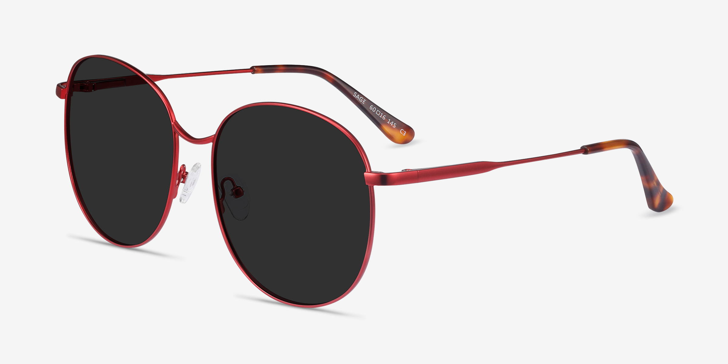 Sage - Round Red Frame Sunglasses For Women | Eyebuydirect