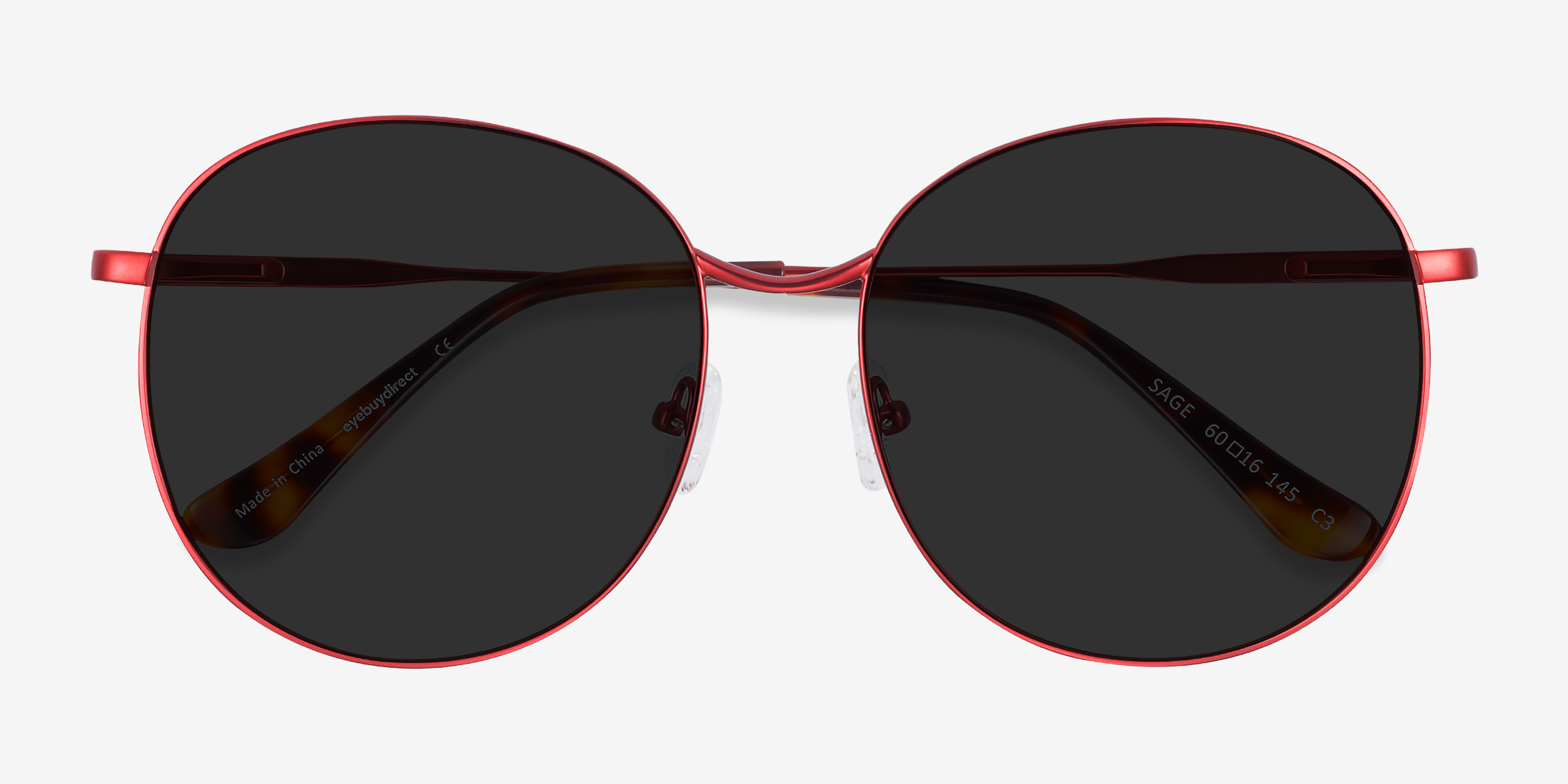 Sage - Round Red Frame Sunglasses For Women | Eyebuydirect