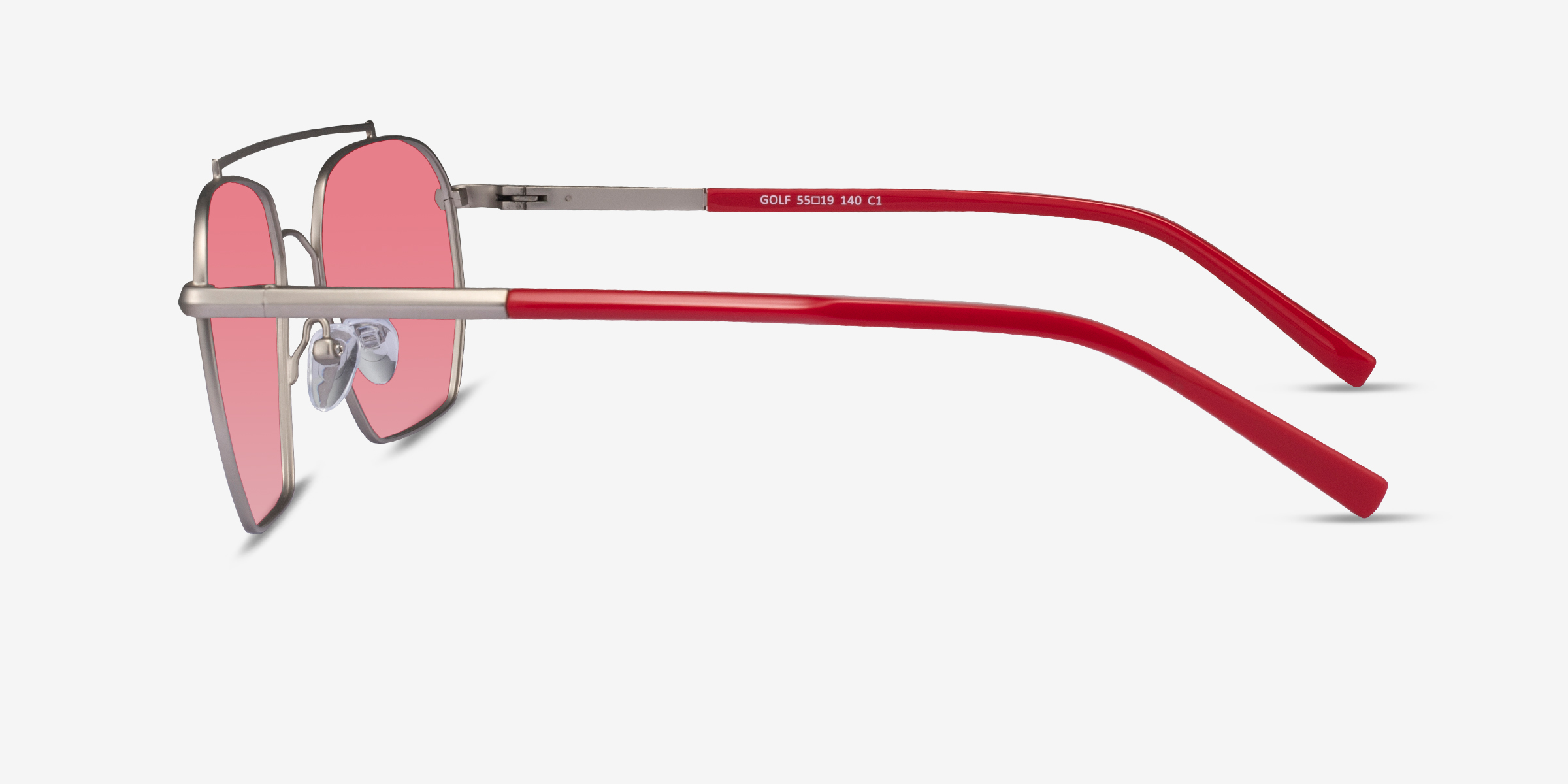 Golf - Aviator Matt Silver Solid Red Frame Prescription Sunglasses ...