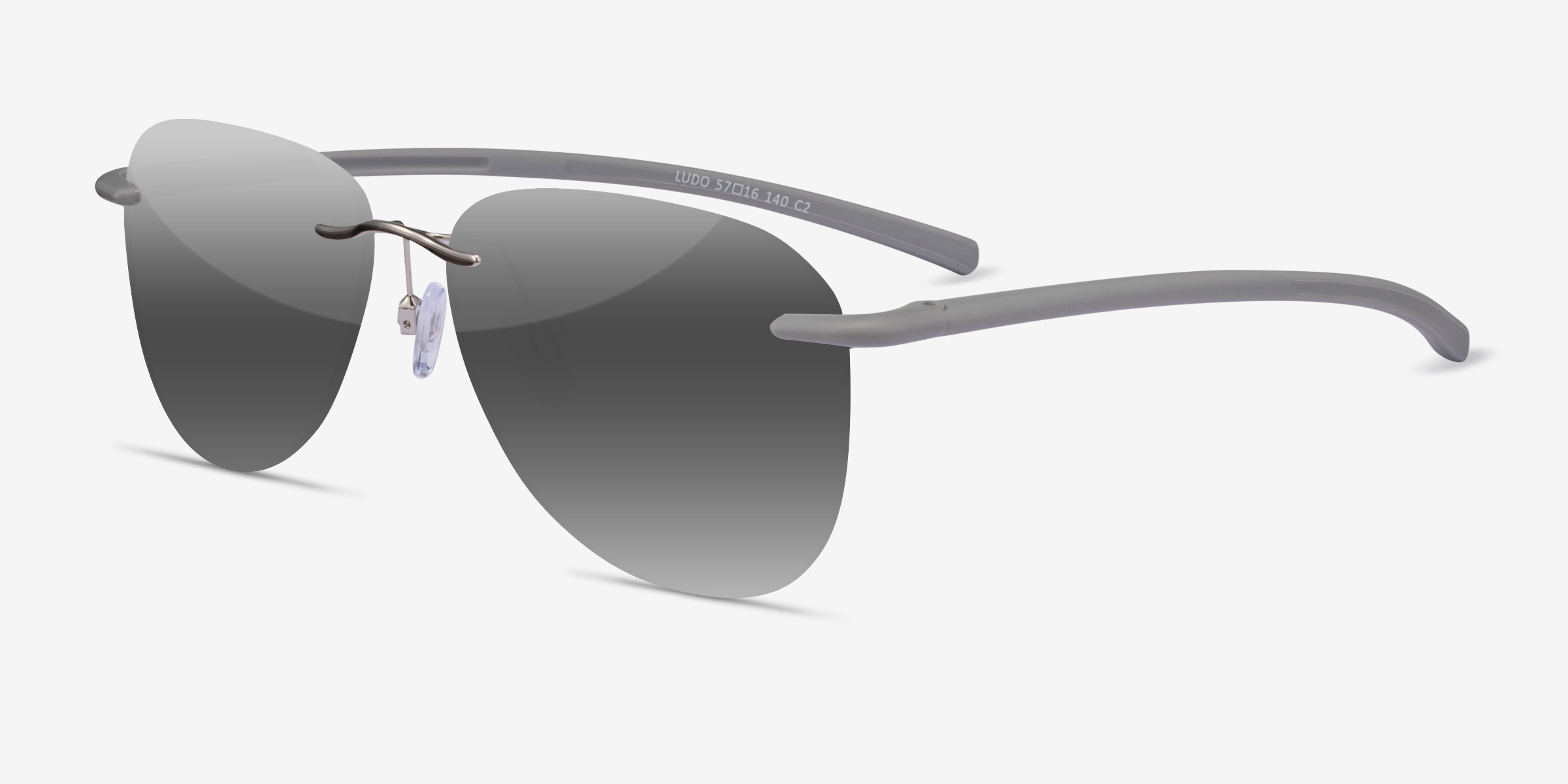 Ludo - Aviator Shiny Silver Frame Prescription Sunglasses | Eyebuydirect