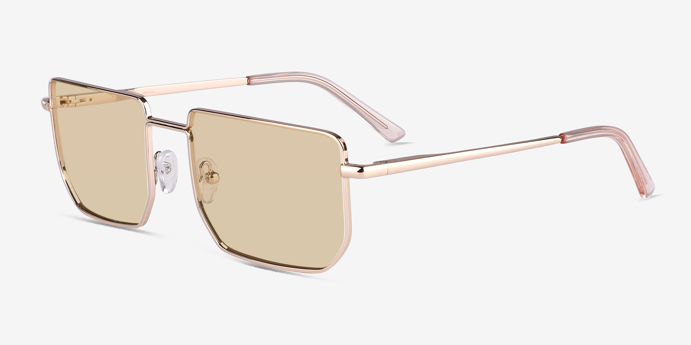 Remix - Rectangle Shiny Gold Frame Prescription Sunglasses ...