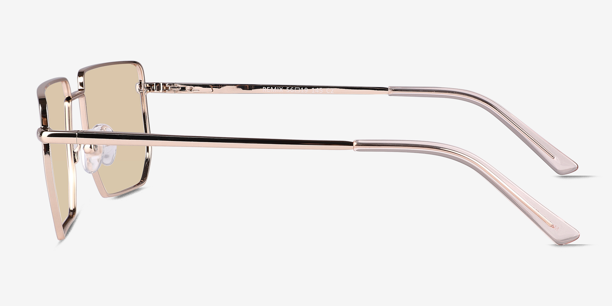 Remix - Rectangle Shiny Gold Frame Prescription Sunglasses | Eyebuydirect