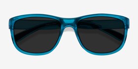 Determined - Rectangle Blue Frame Prescription Sunglasses | Eyebuydirect