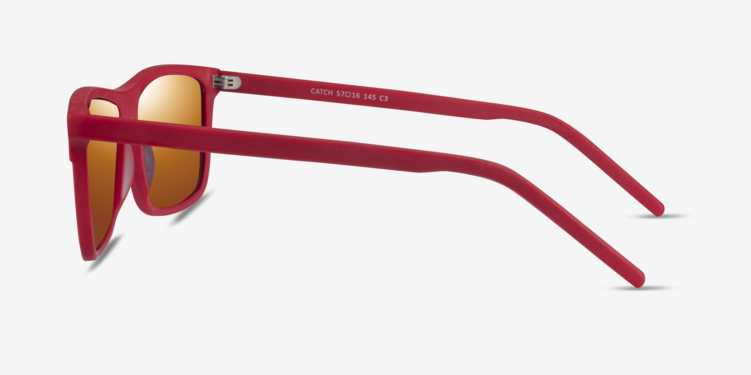 Catch - Rectangle Matte Red Frame Sunglasses For Men | Eyebuydirect