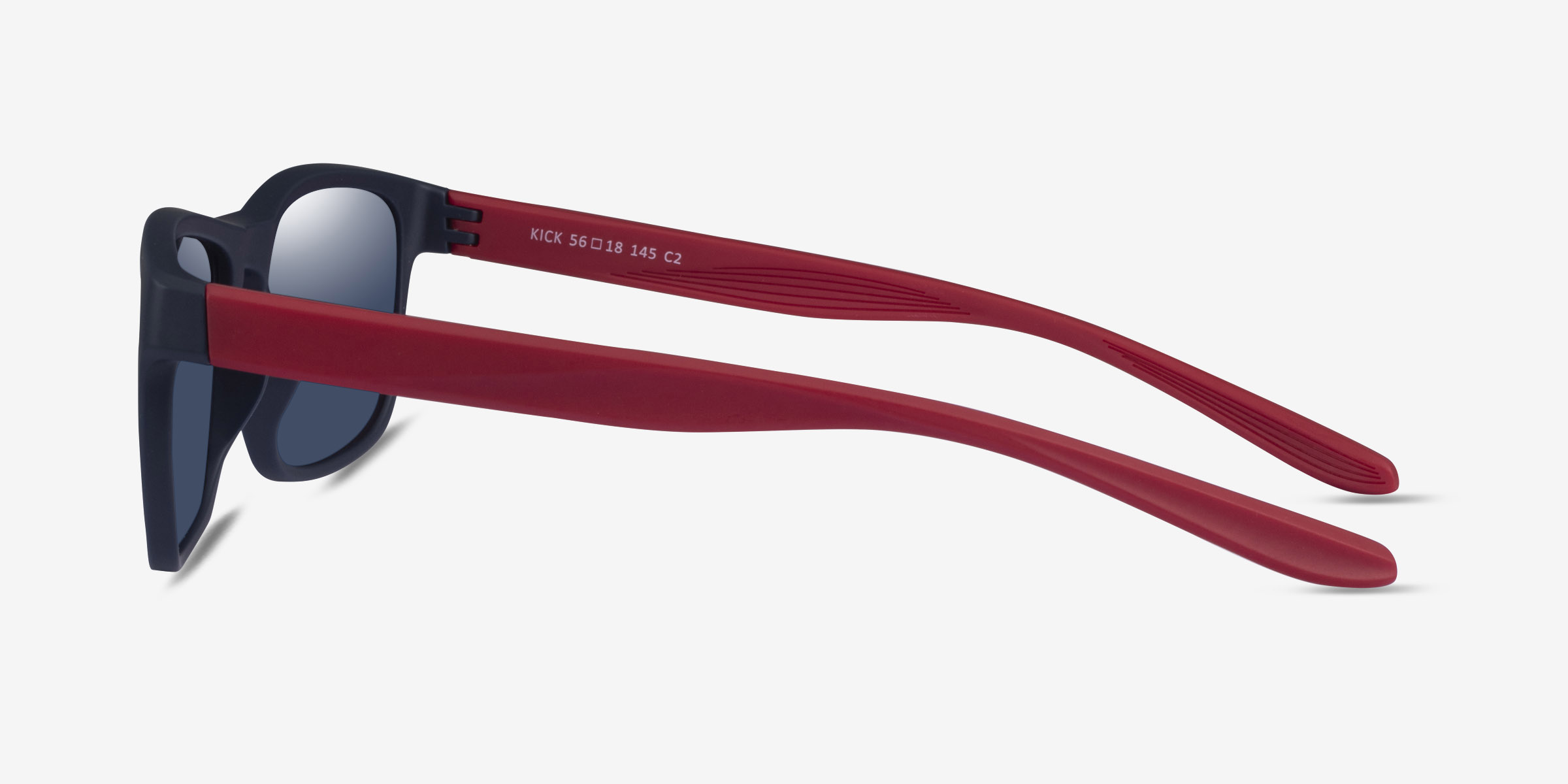 Kick - Rectangle Matte Blue Red Frame Sunglasses For Men | Eyebuydirect