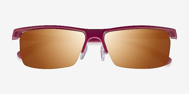 Turnover Rectangle Matte Red Frame Sunglasses For Men Eyebuydirect
