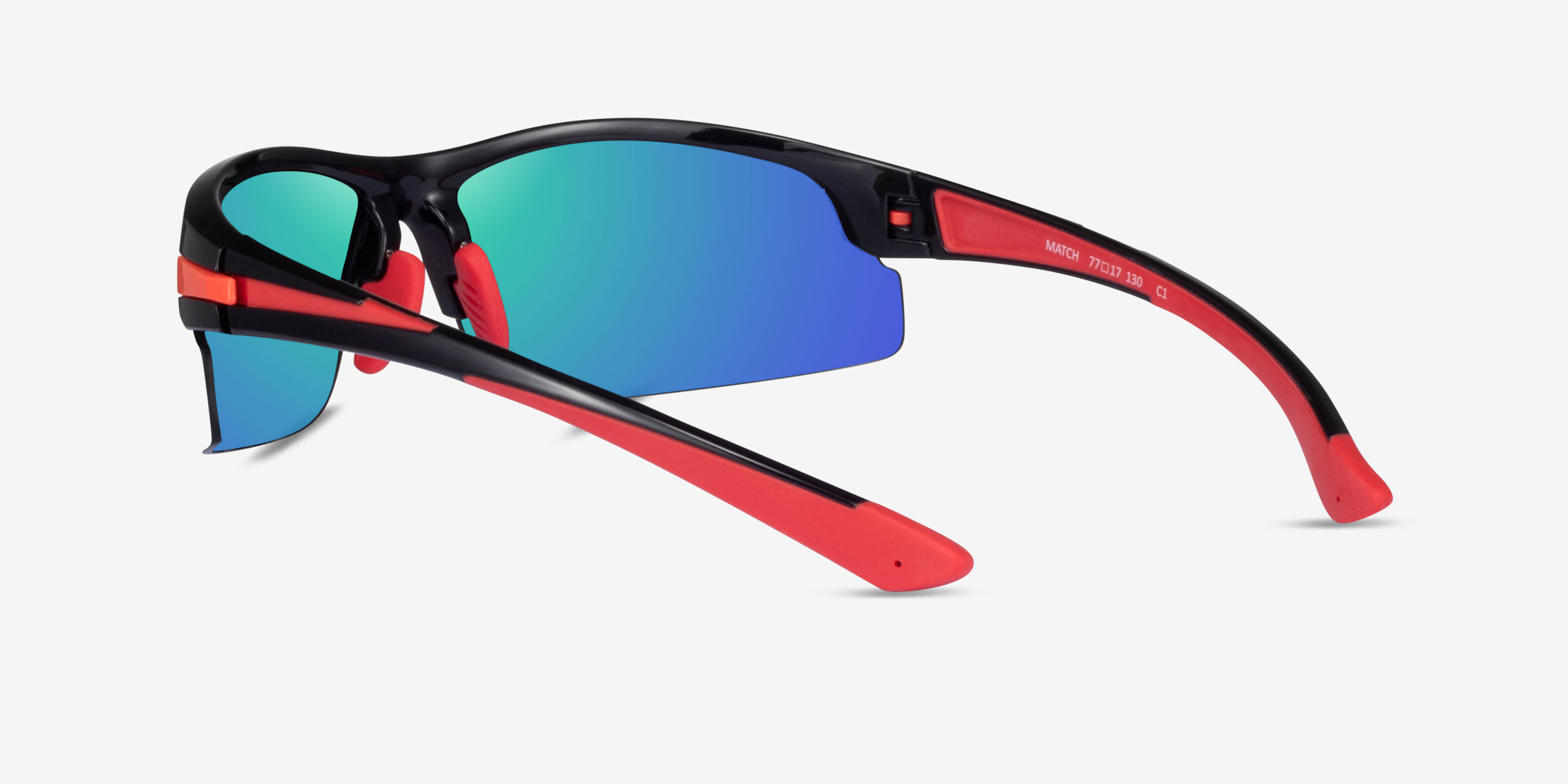 Match - Rectangle Black Red Frame Sunglasses For Men | Eyebuydirect