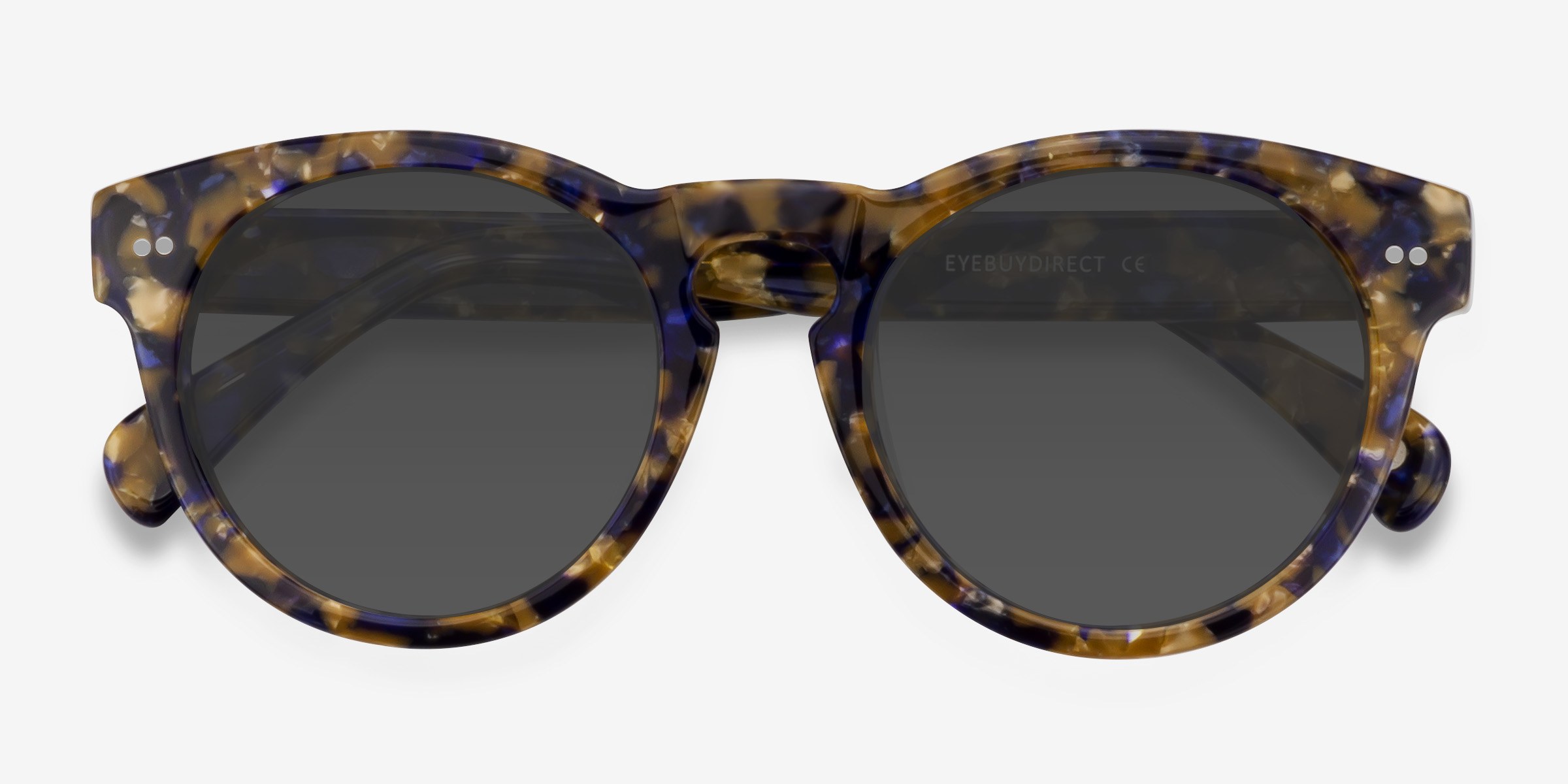Penelope - Round Blue & Tortoise Frame Sunglasses For Women | Eyebuydirect