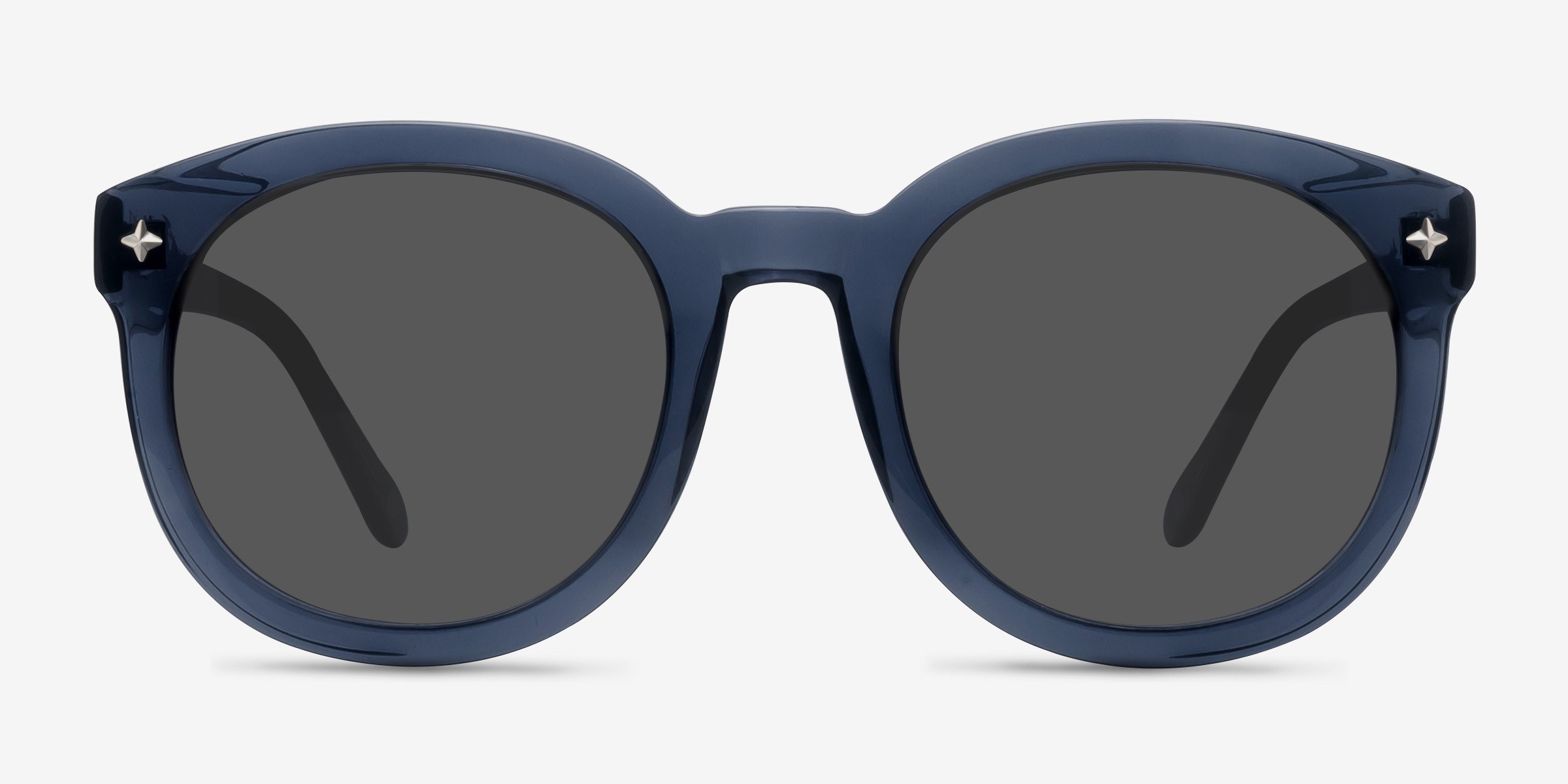 Paige - Round Blue Frame Sunglasses For Women | Eyebuydirect