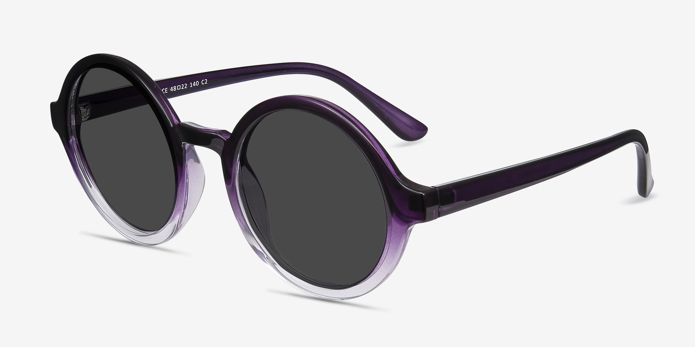 Solstice - Round Purple Clear Frame Prescription Sunglasses | Eyebuydirect