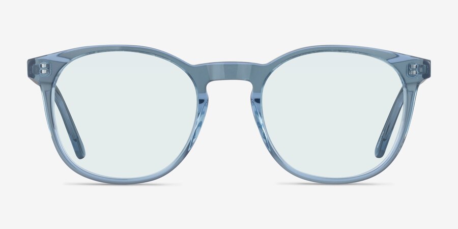 Safari - Round Clear Blue Frame Prescription Sunglasses | Eyebuydirect ...