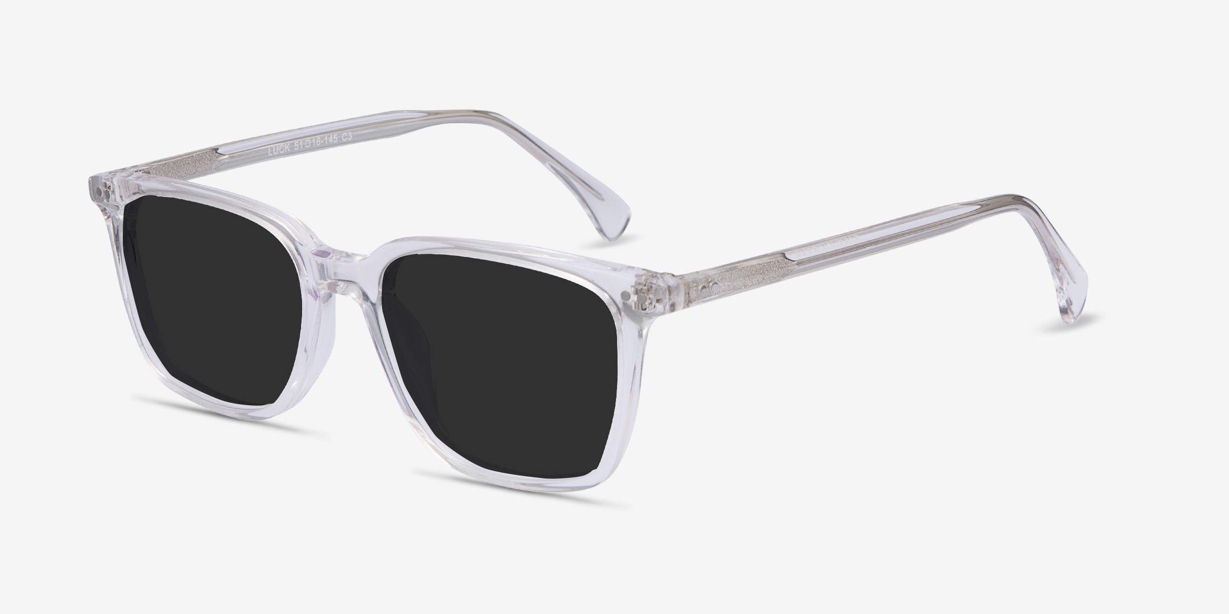 Luck - Rectangle Clear Frame Prescription Sunglasses | Eyebuydirect