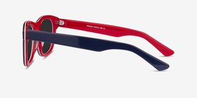 Parade - Square Navy & Red Frame Prescription Sunglasses | EyeBuyDirect