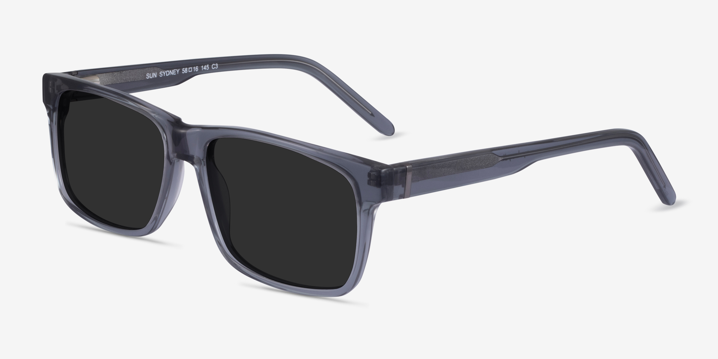Sun Sydney - Rectangle Clear Gray Frame Prescription Sunglasses ...