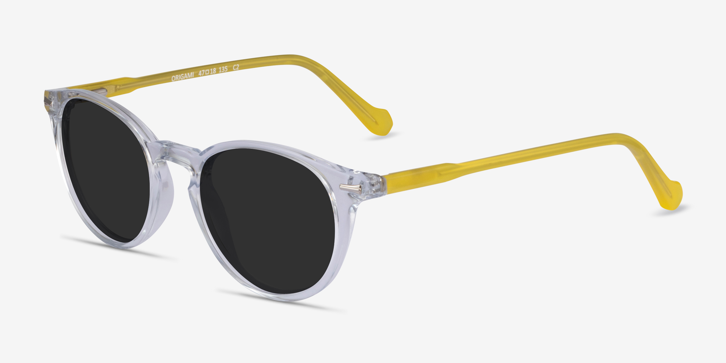 Origami - Round Clear Yellow Frame Sunglasses | Eyebuydirect