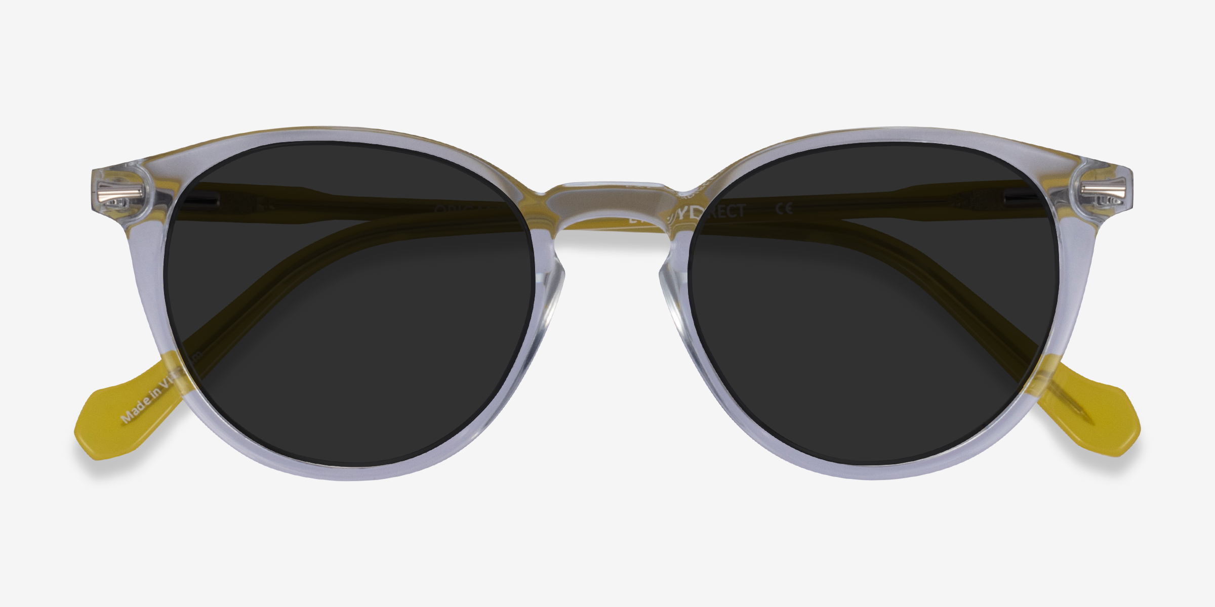 Origami - Round Clear Yellow Frame Sunglasses | Eyebuydirect