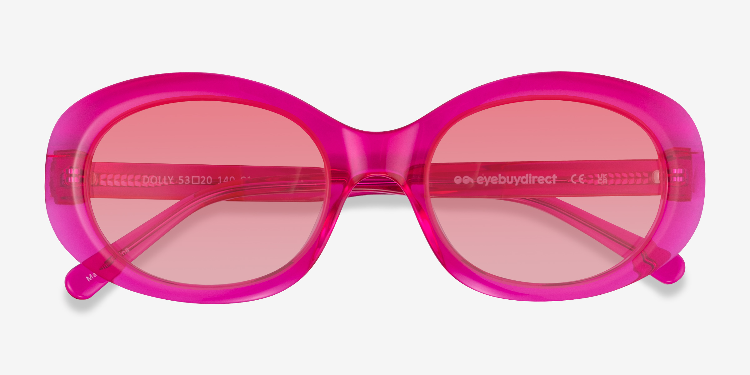 Dolly - Oval Crystal Fuchsia Pink Frame Sunglasses For Women | Eyebuydirect