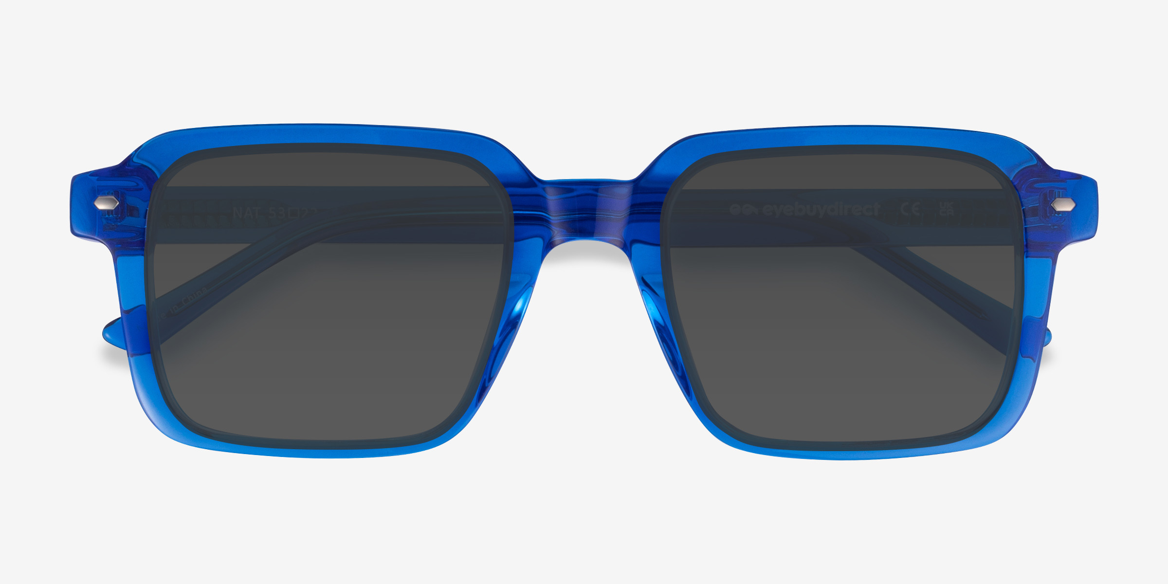 Nat - Square Crystal Blue Frame Prescription Sunglasses | Eyebuydirect
