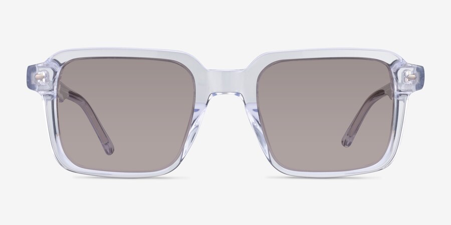 Nat - Square Clear Crystal Frame Prescription Sunglasses | Eyebuydirect