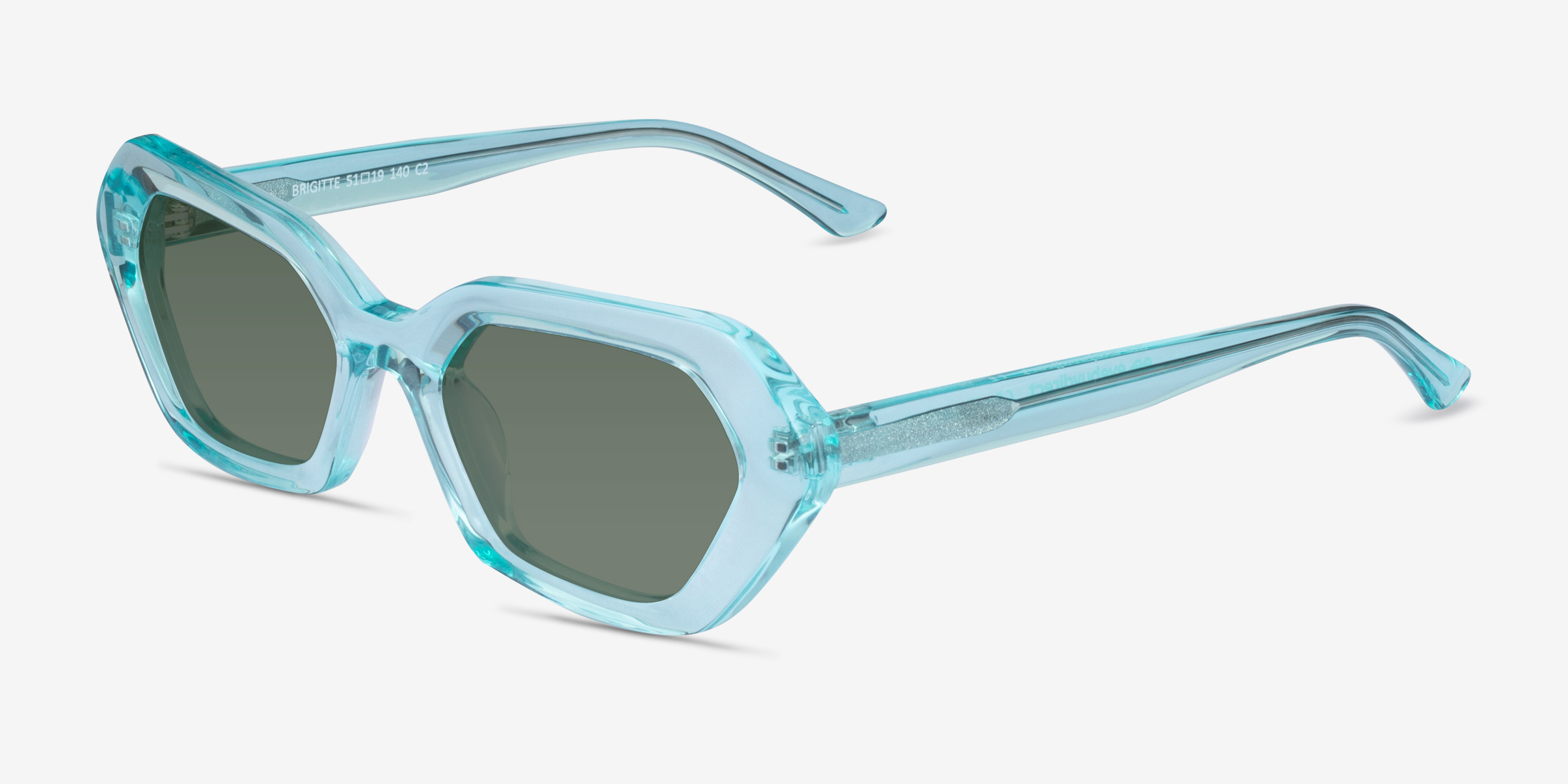 Brigitte - Geometric Crystal Light Green Frame Sunglasses For Women ...