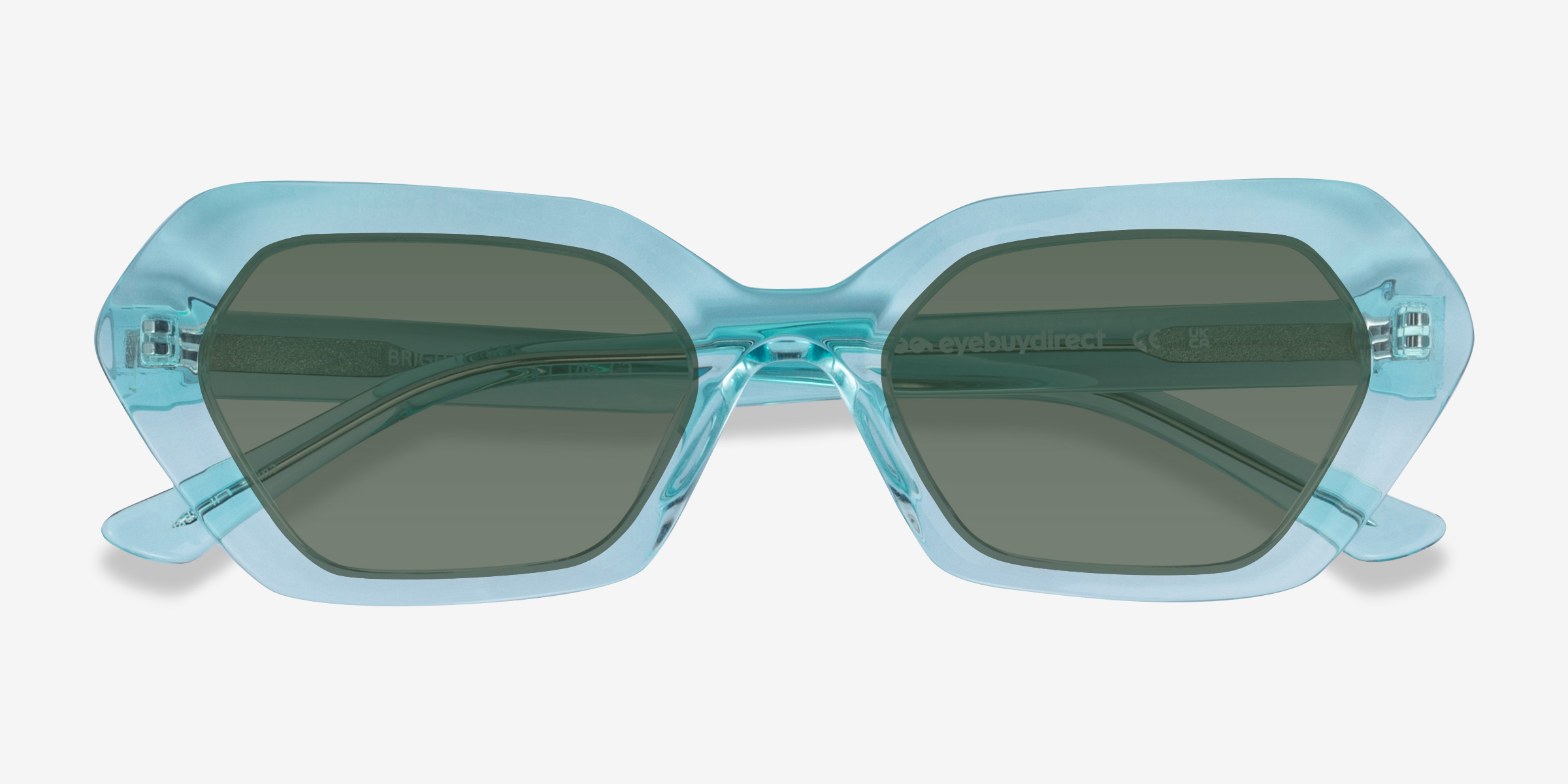 Brigitte - Geometric Crystal Light Green Frame Sunglasses For Women ...