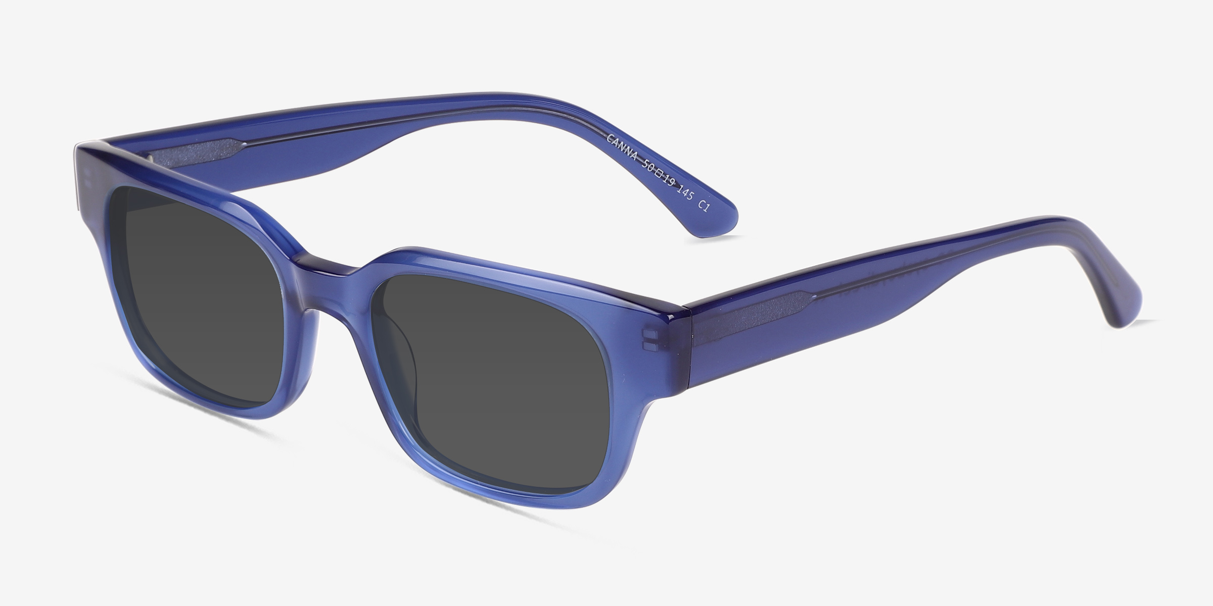 Canna - Rectangle Crystal Blue Frame Prescription Sunglasses | Eyebuydirect