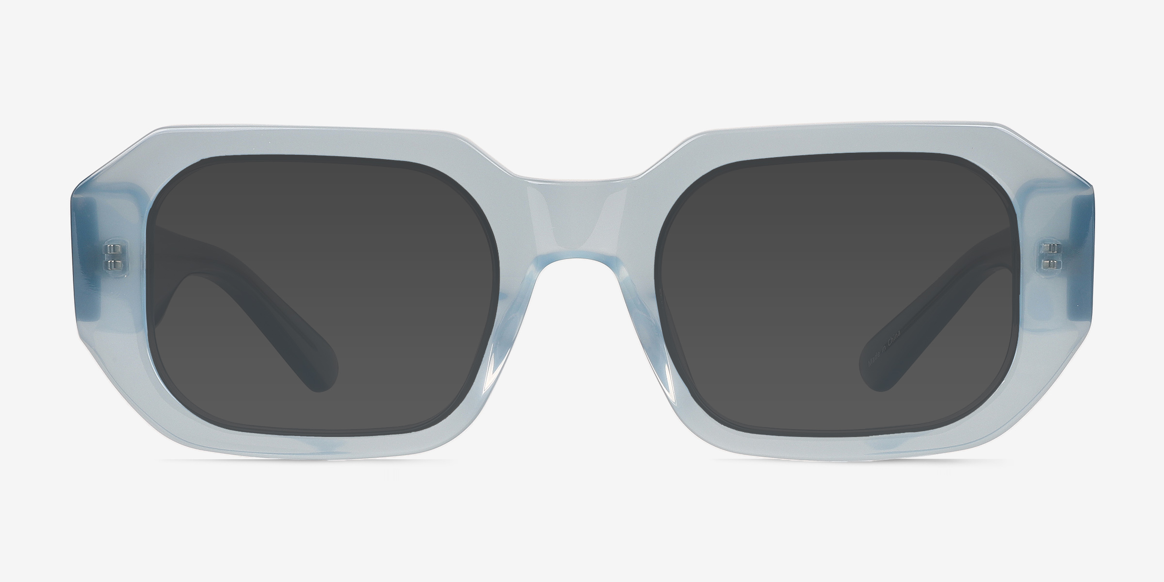 Lilia - Rectangle Milky Light Blue Frame Prescription Sunglasses ...