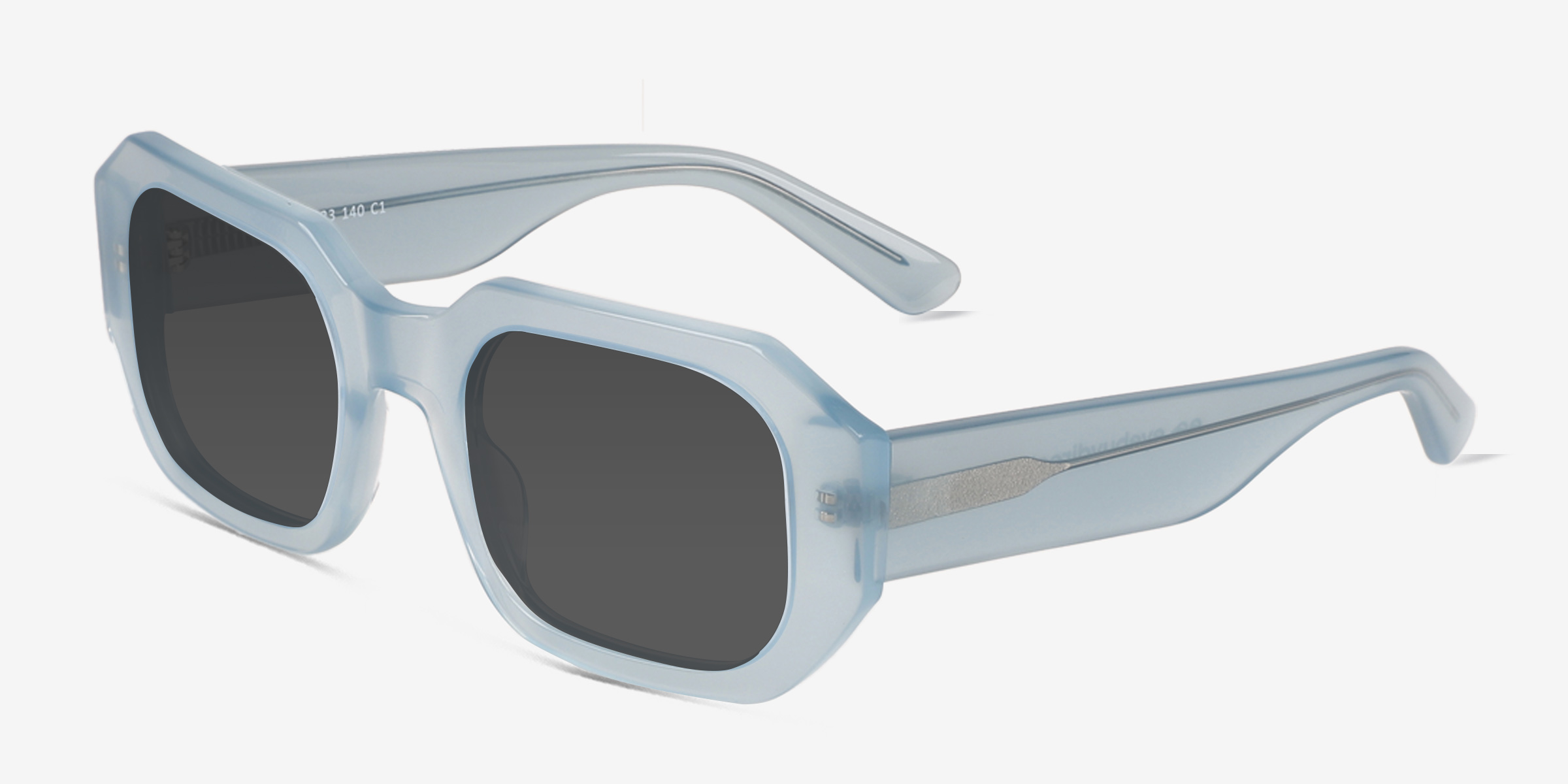 Lilia - Rectangle Milky Light Blue Frame Prescription Sunglasses ...