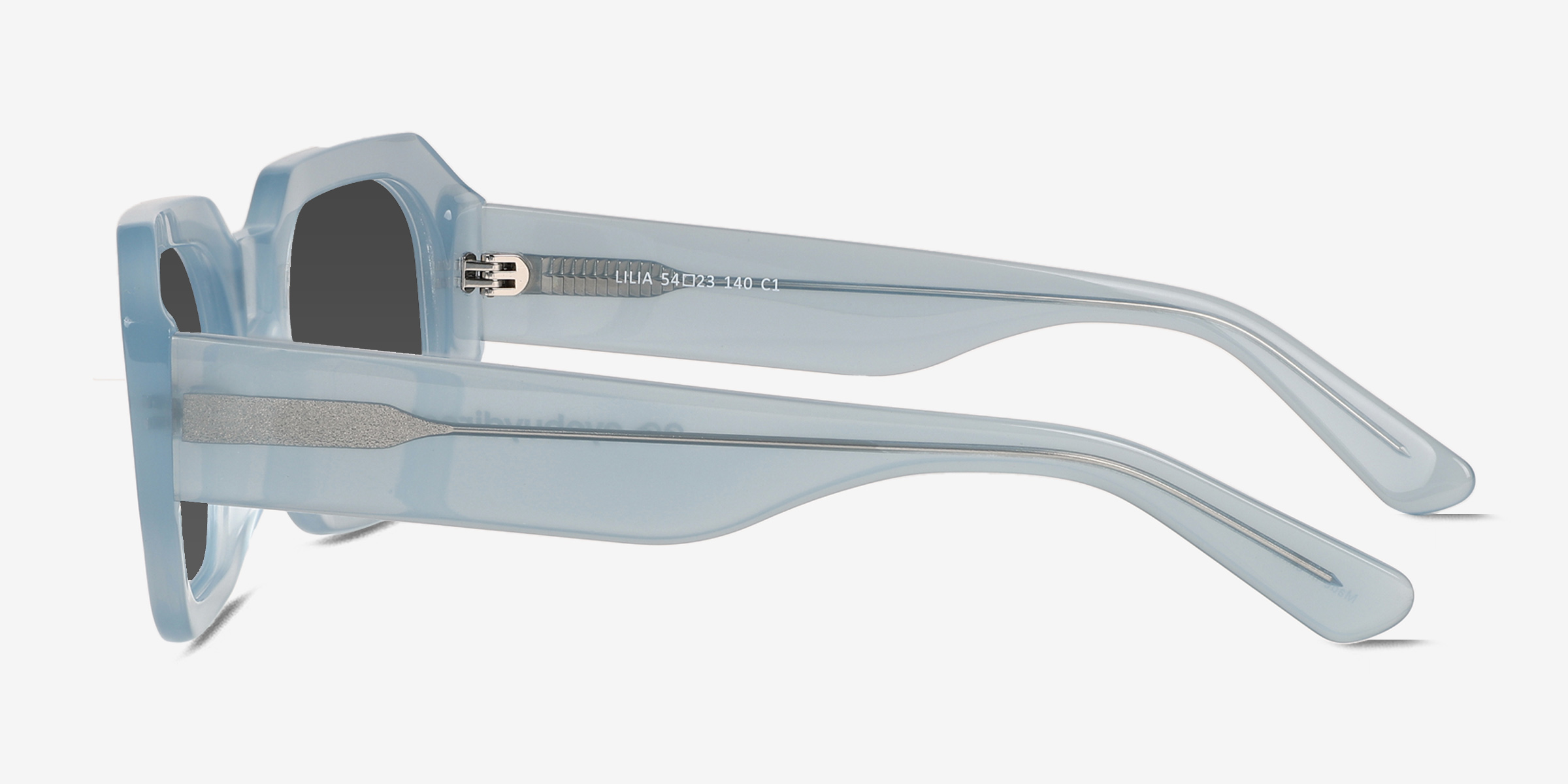 Lilia - Rectangle Milky Light Blue Frame Prescription Sunglasses ...