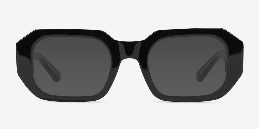Lilia - Rectangle Black Crystal Frame Prescription Sunglasses ...