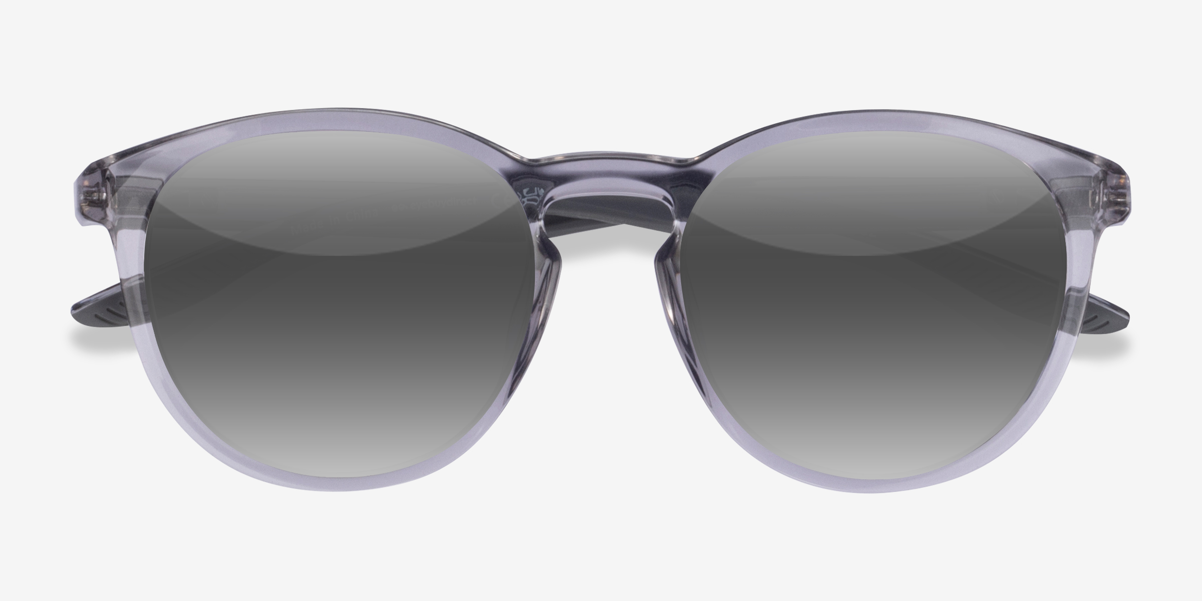 Elan - Round Shiny Crystal Gray Frame Prescription Sunglasses ...