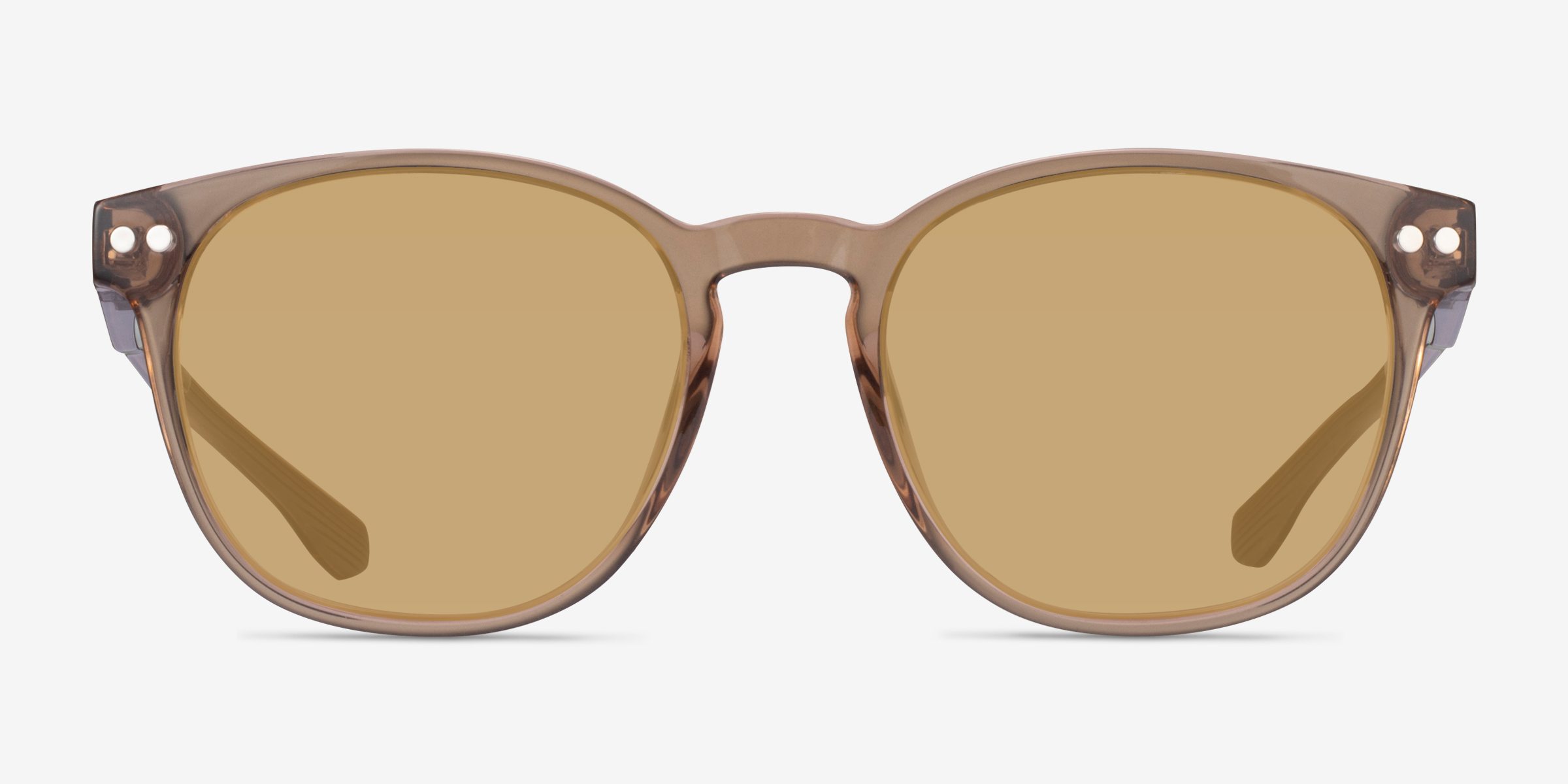 Pep - Round Shiny Crystal Nude Frame Prescription Sunglasses | Eyebuydirect