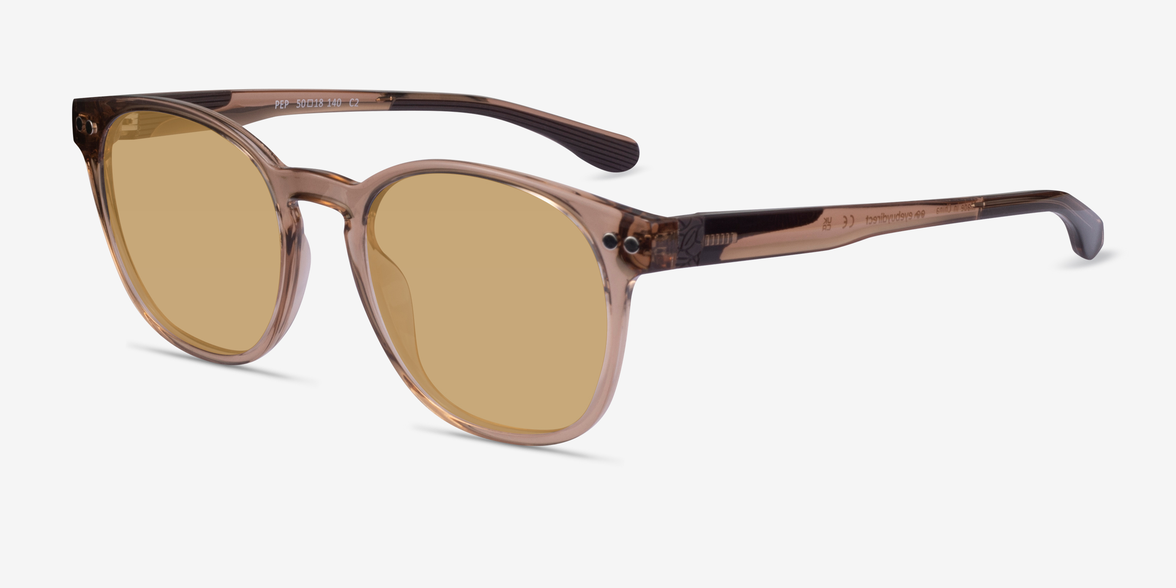Pep - Round Shiny Crystal Nude Frame Prescription Sunglasses | Eyebuydirect