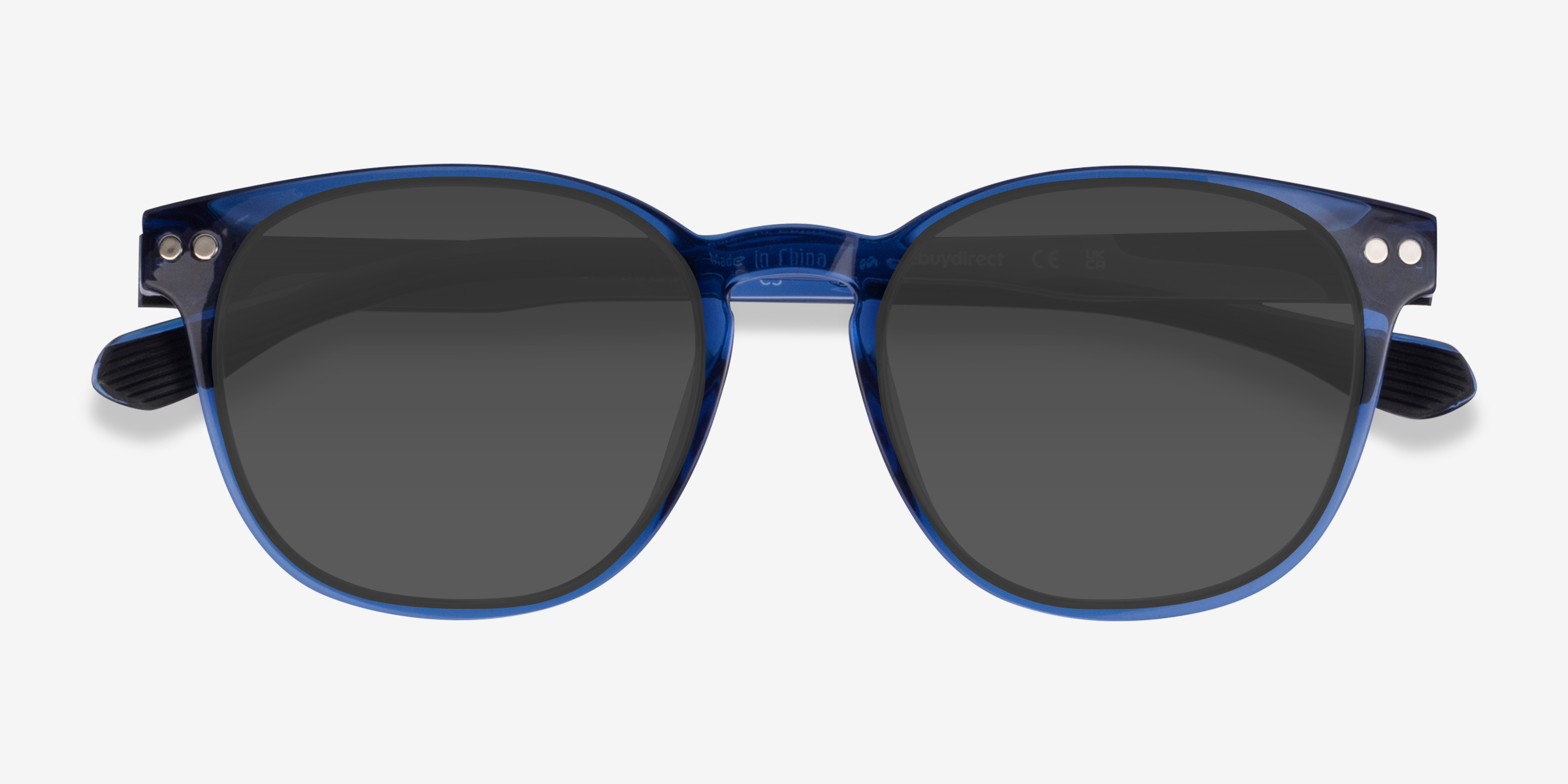 Pep - Round Shiny Crystal Blue Frame Prescription Sunglasses | Eyebuydirect