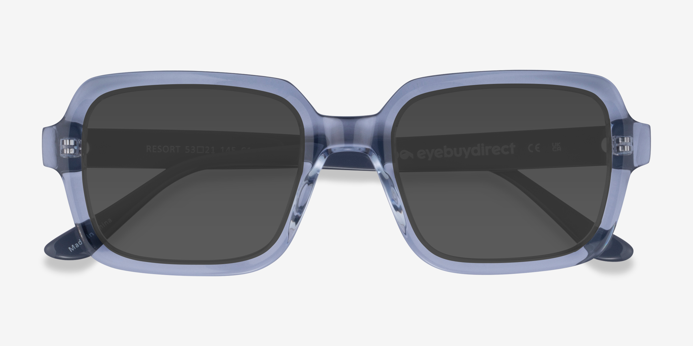 Resort - Square Clear Blue Frame Prescription Sunglasses | Eyebuydirect